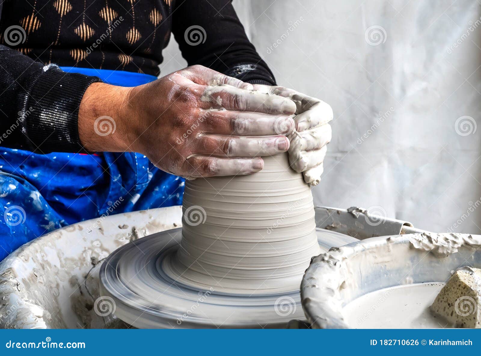Master Class on Modeling of Clay on a Potter`s Wheel in the Pottery ...