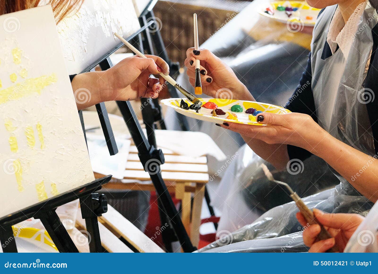Master class on painting stock image. Image of plate - 50012421