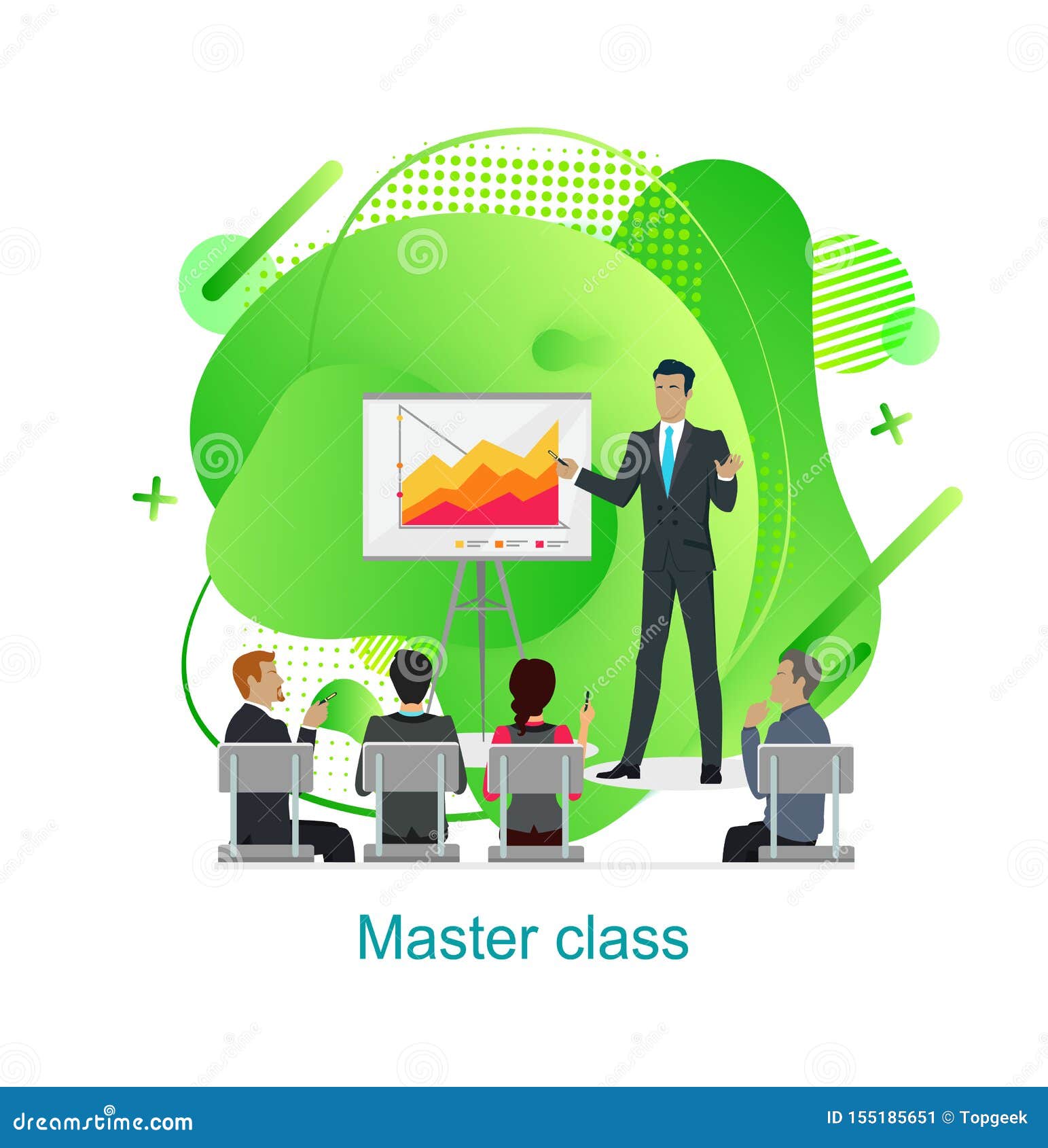 Master Class, Presenter with Presentation Design Stock Vector ...