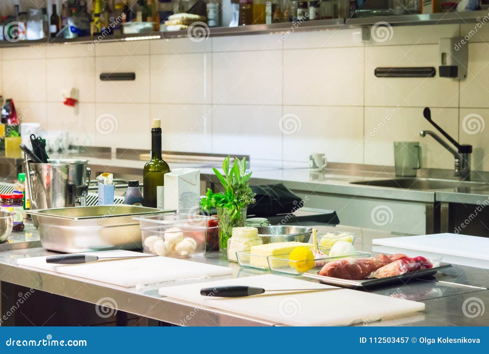 Workplace Restaurant Kitchen. Stock Image - Image of interior, indoors ...