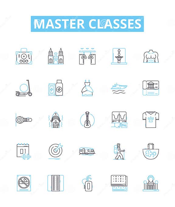 Master Classes Vector Line Icons Set. Masters, Classes, Learning ...