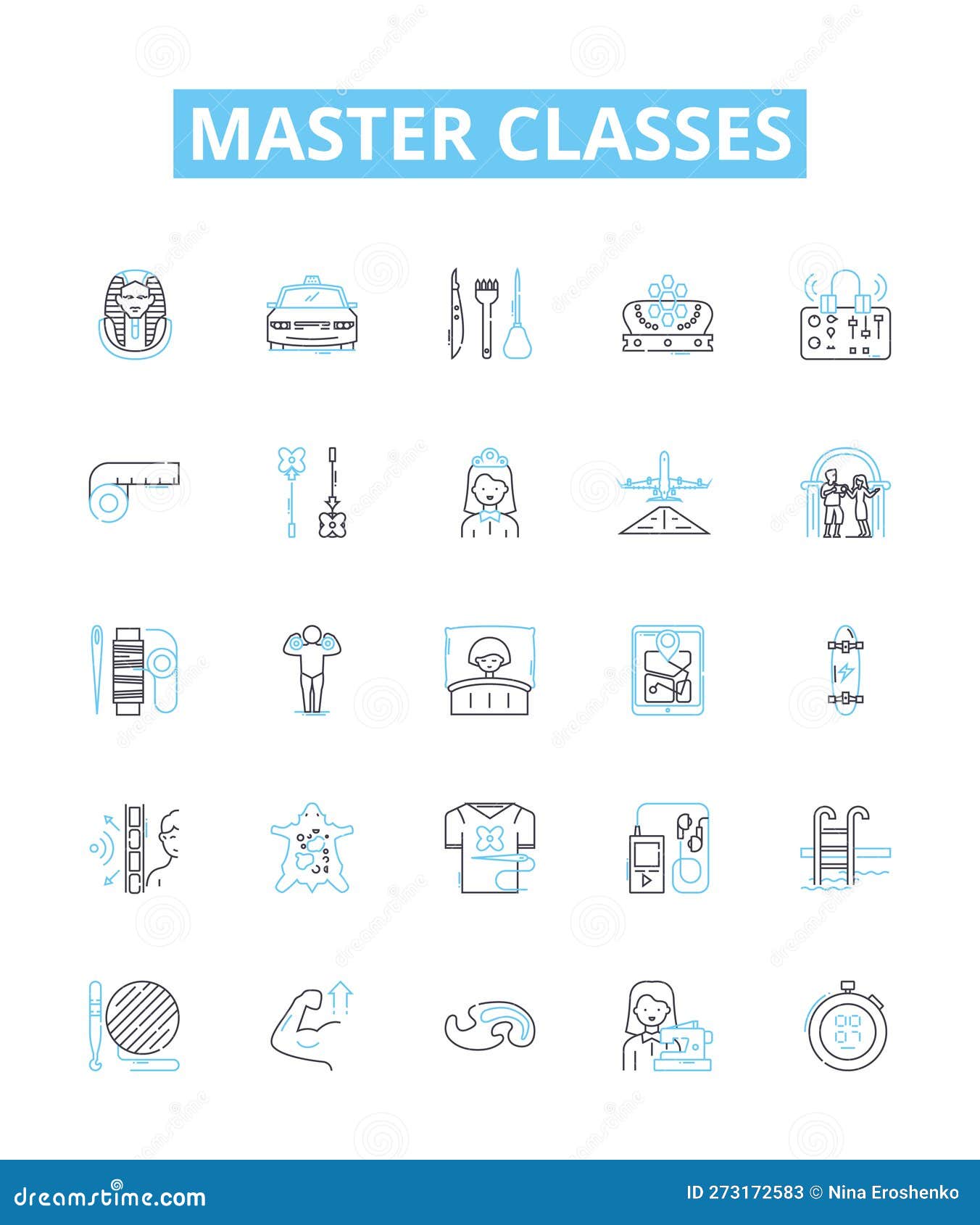 Master Classes Vector Line Icons Set. Masters, Classes, Learning ...