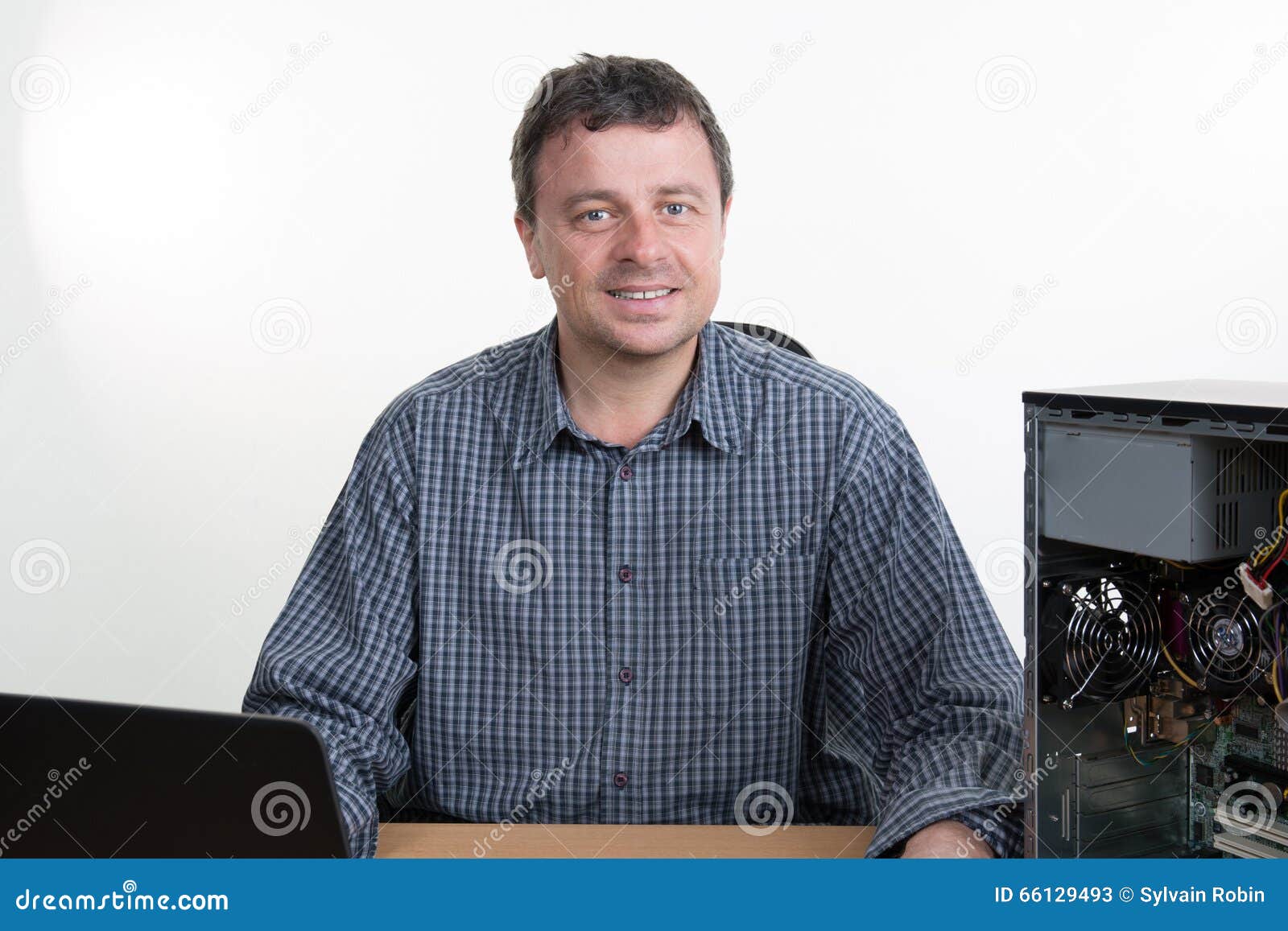 Master of Computers I Engineer Assembling Computers at Work Stock Image ...