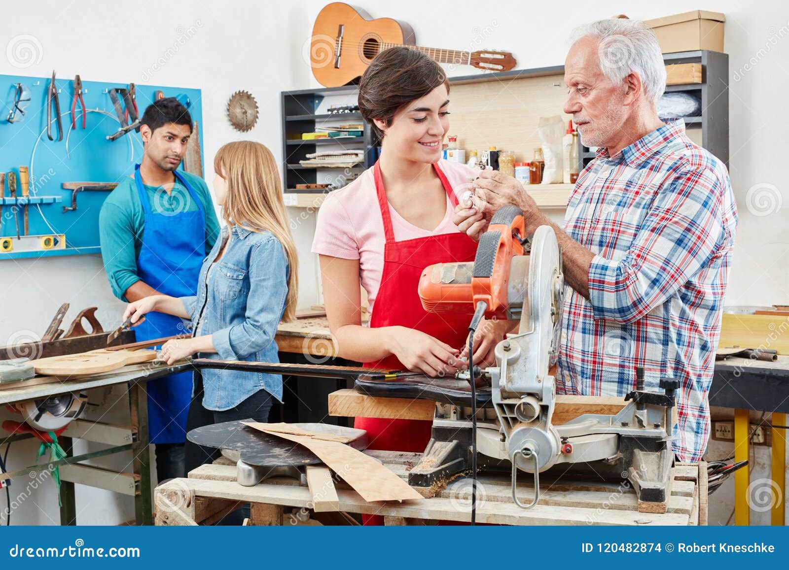 Master Craftsman and His Apprentice Stock Photo - Image of operation ...