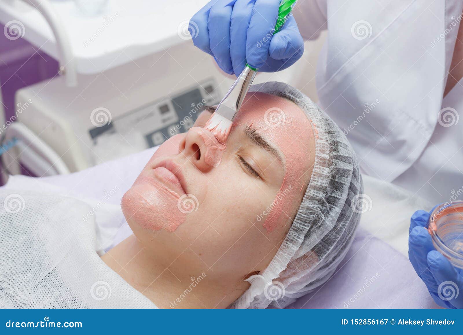 Master Creates a Mask on the Face of a Young Girl Stock Image - Image ...
