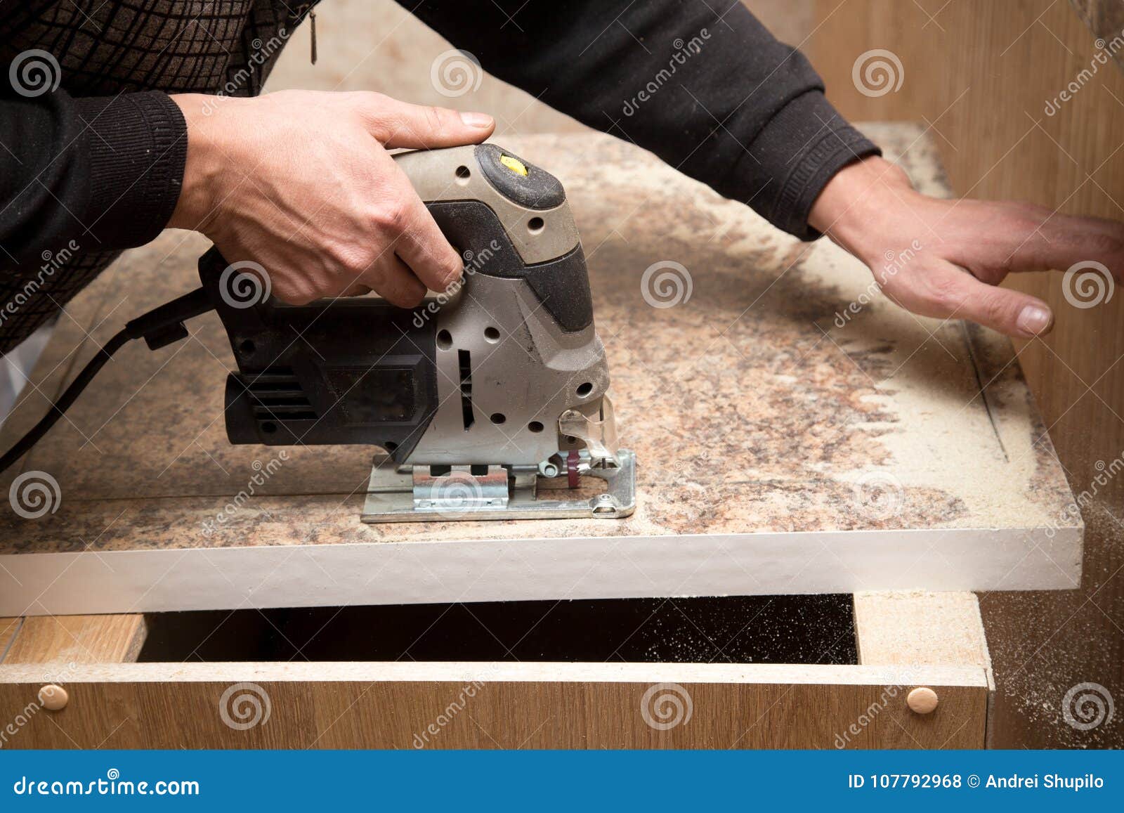 Master Cuts Wood with a Jig Saw Stock Photo - Image of cutting, people ...