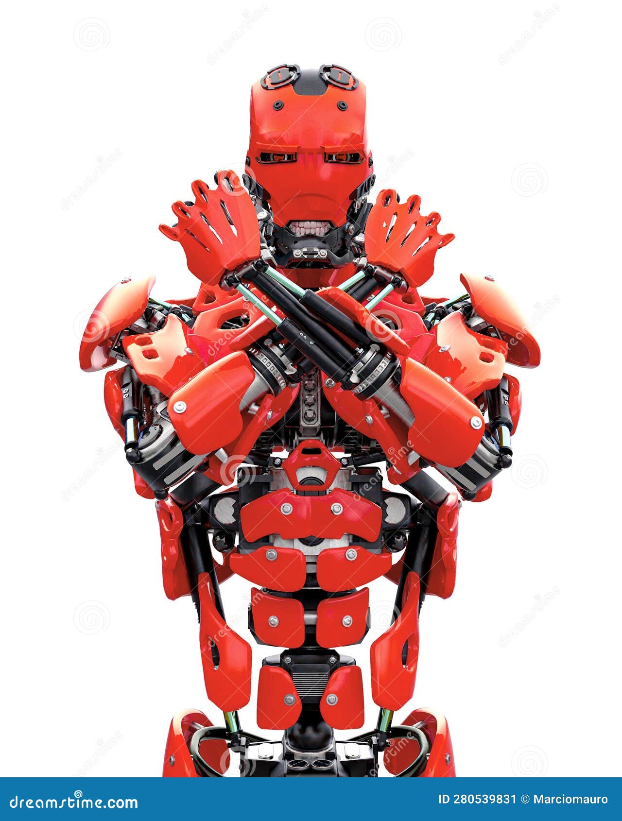 Master Cyber Robot is Doing a Power Pose Stock Illustration ...