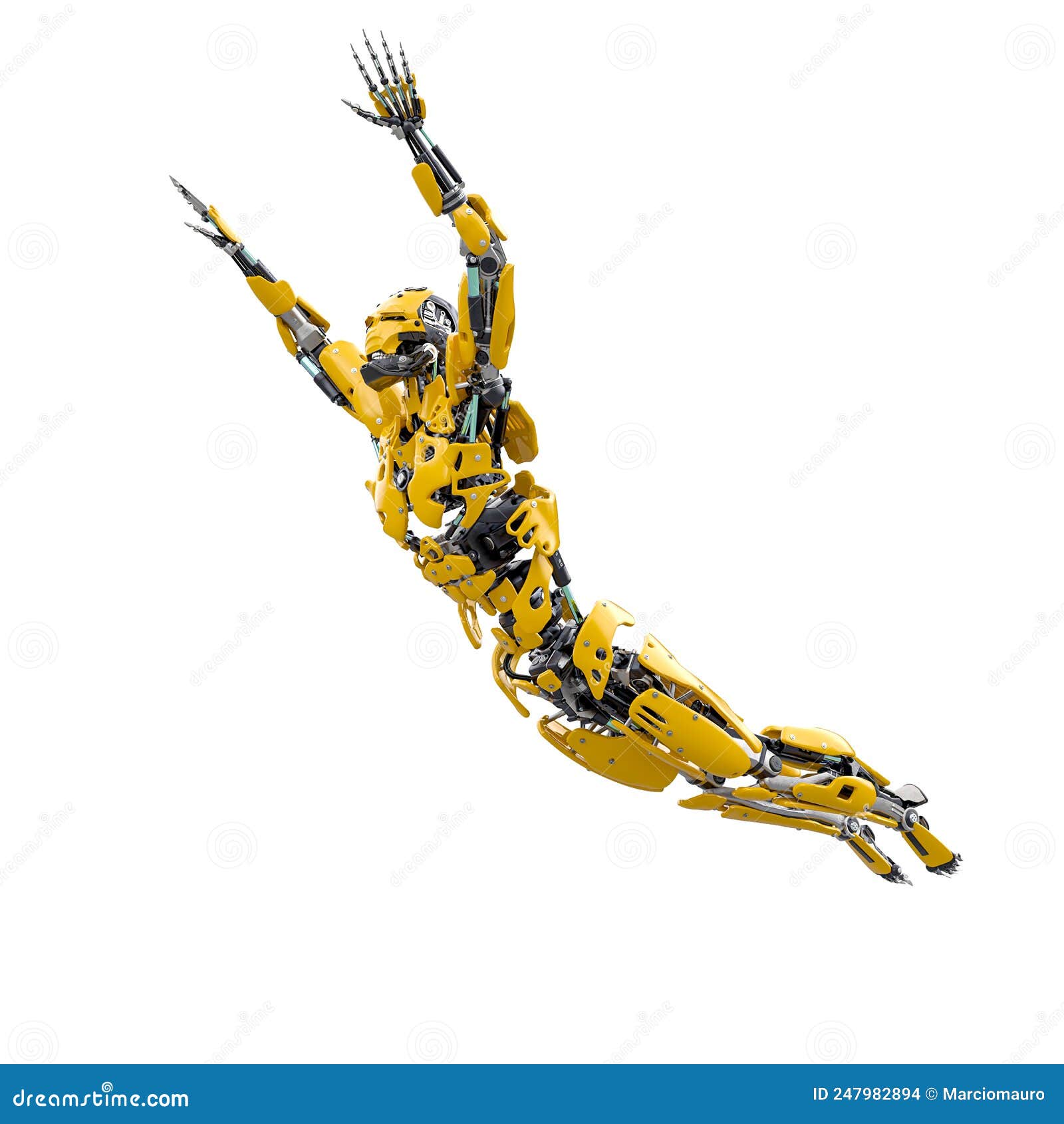 Master Cyber Robot is Flying Stock Illustration - Illustration of ...