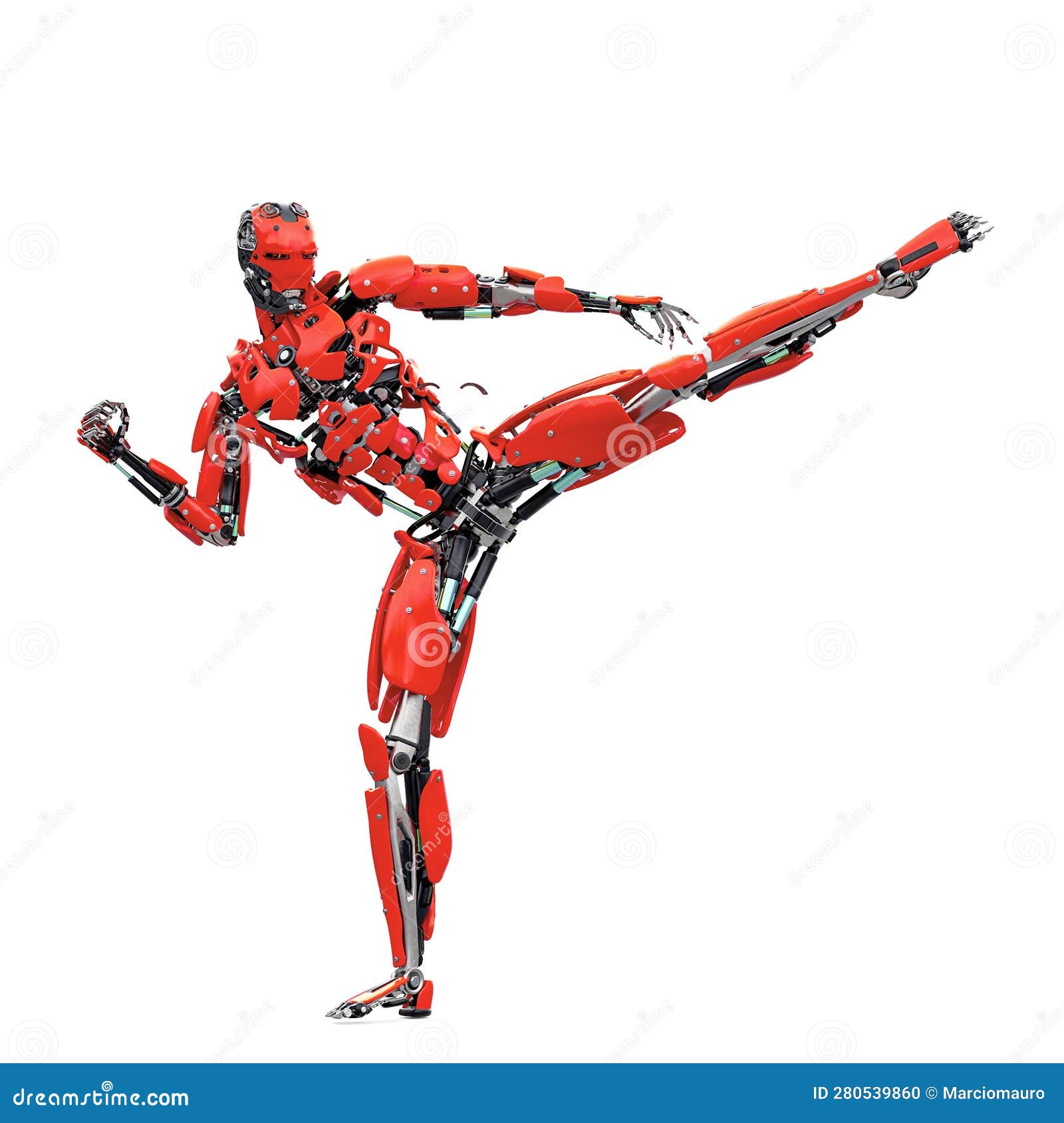 Master Cyber Robot is Kicking Up Stock Illustration - Illustration of ...