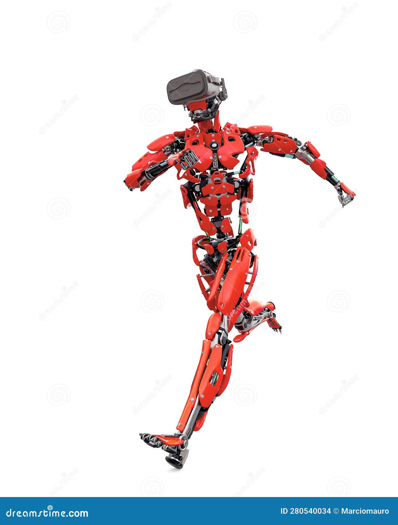 Master Cyber Robot is Running with Vr Headset Stock Illustration ...