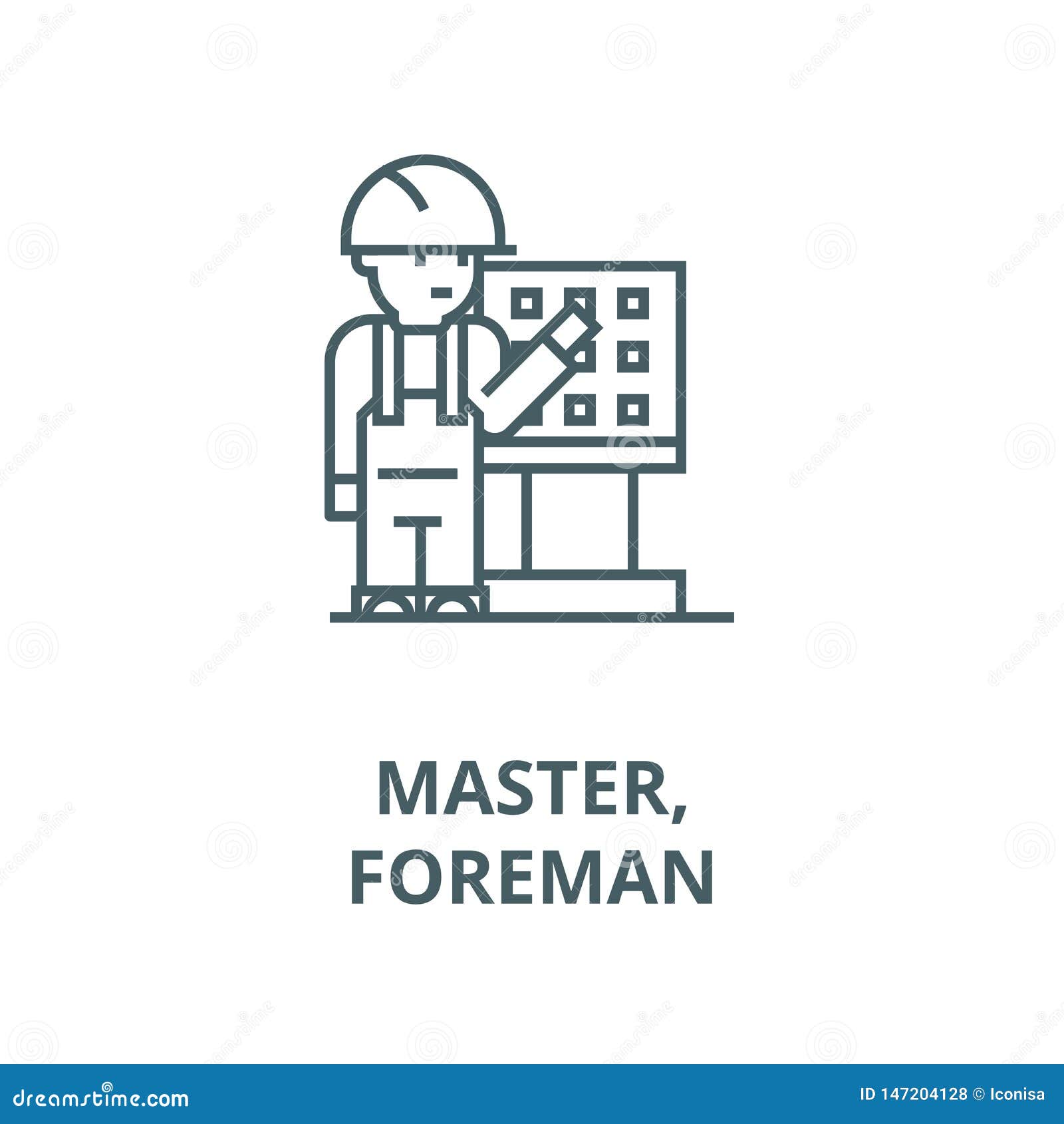 Master,foreman,engineer with Machine Vector Line Icon, Linear Concept ...