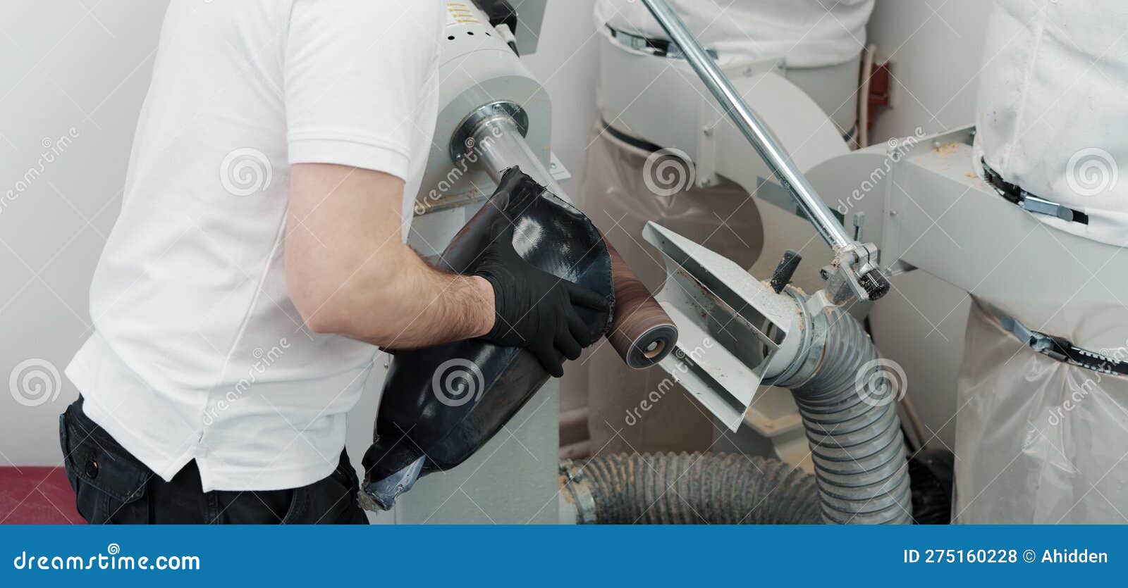 Master in Gloves Working on Prosthetic Limb while Shaping and Forming ...