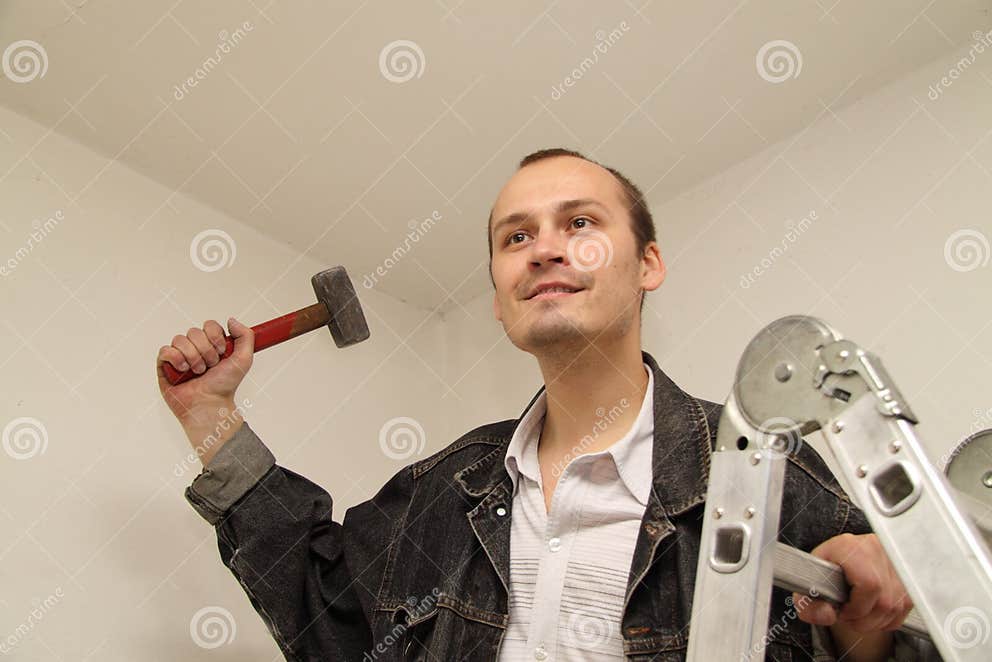 Master with a hammer stock image. Image of contractor - 11397767