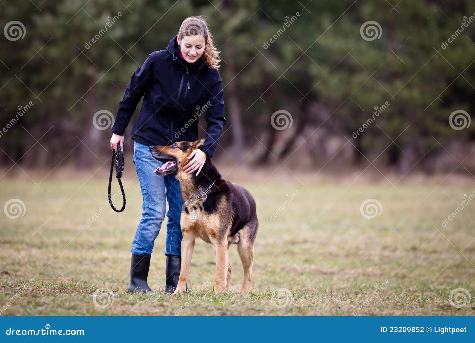 Master and Her Obedient Dog Stock Photo - Image of friend, carnivore ...