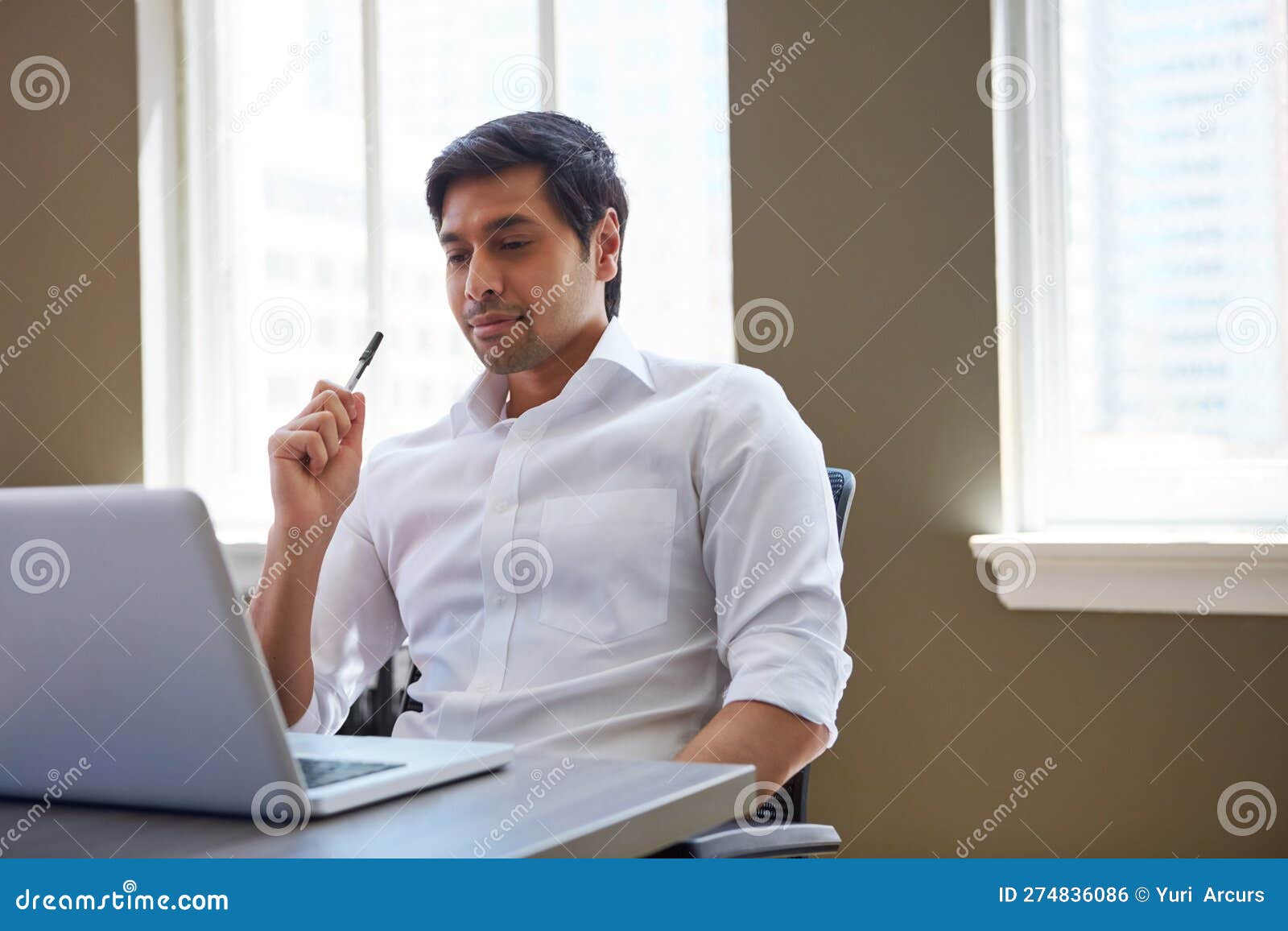 The Master of His Own Success. a Businessman Working at His Desk. Stock ...