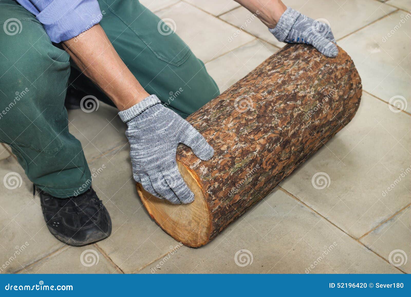 Master Holds in His Hands Billet of Logs Stock Photo - Image of wooden ...