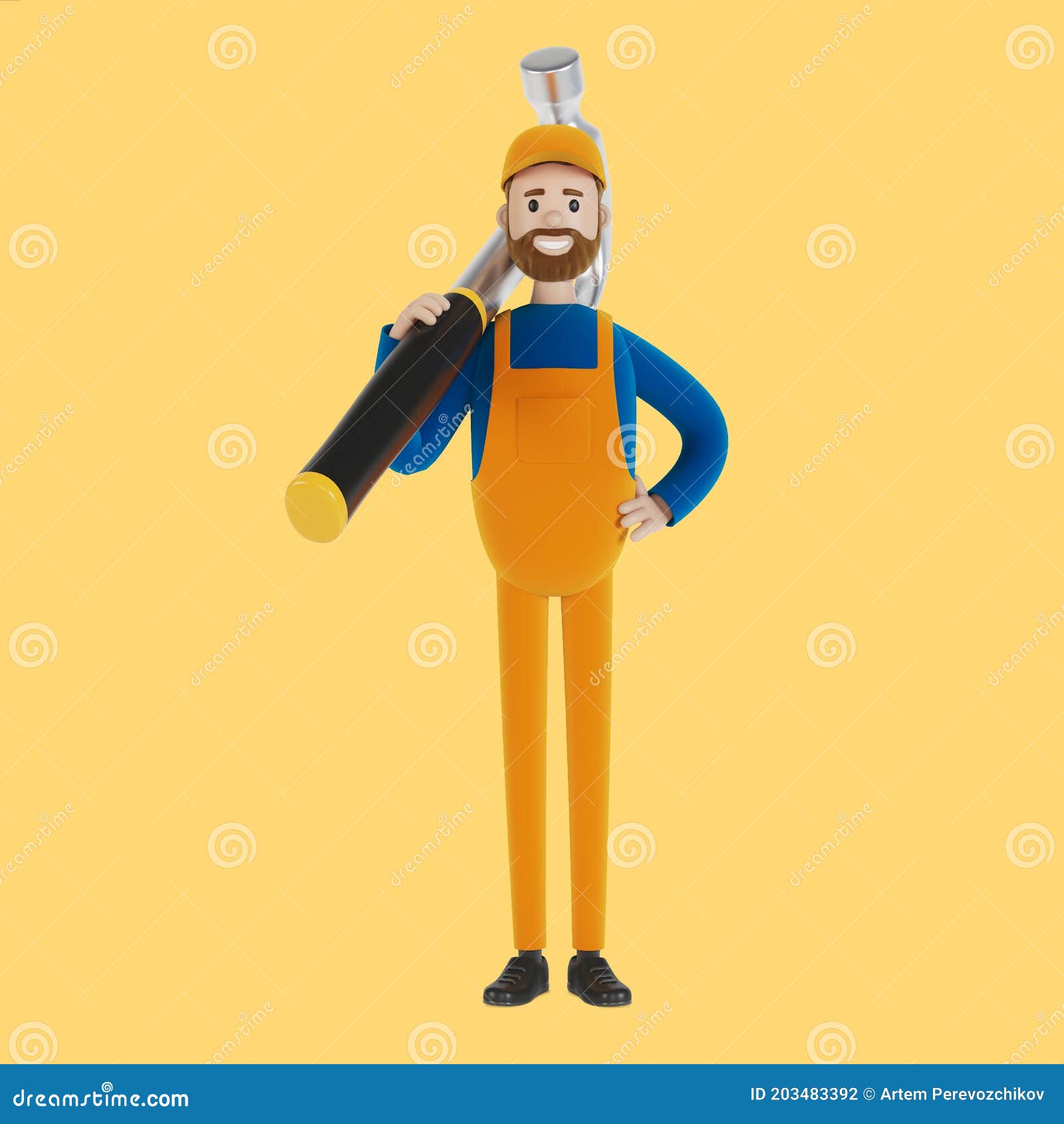 Master for an Hour with a Hammer. Builder Stock Illustration ...