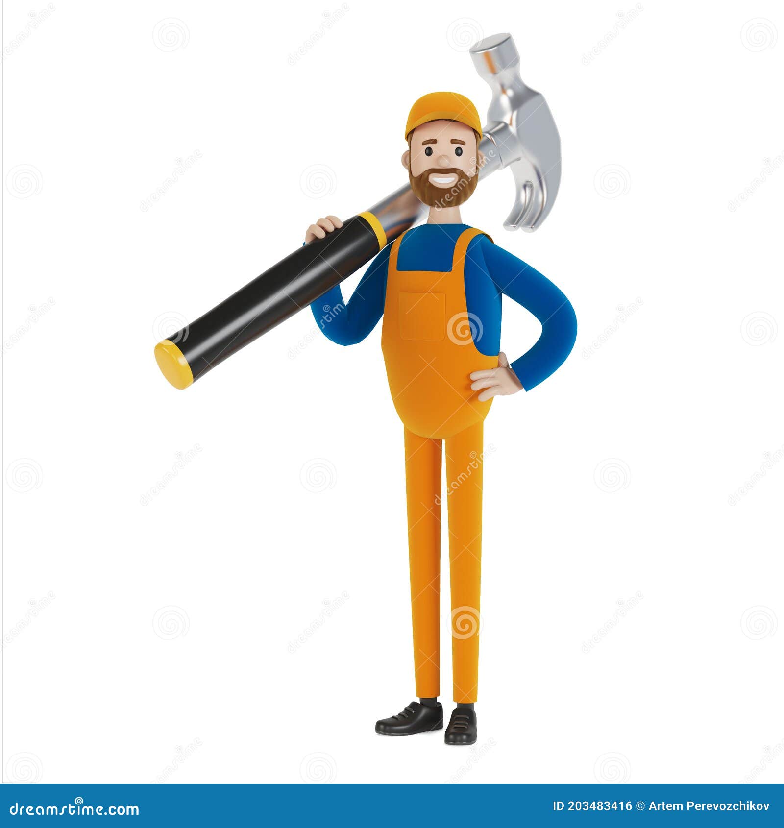 Master for an Hour with a Hammer. Builder Stock Illustration ...