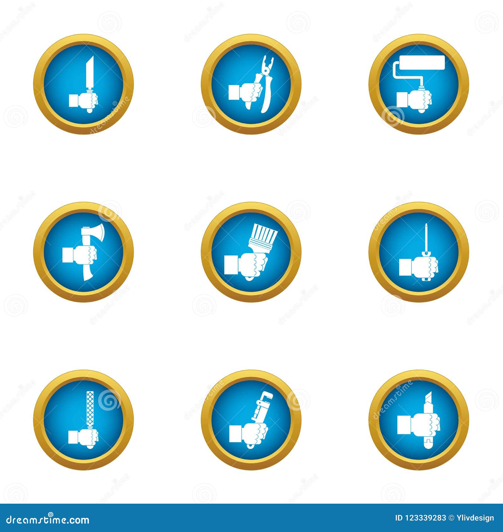Master Icons Set, Flat Style Stock Vector - Illustration of garage ...