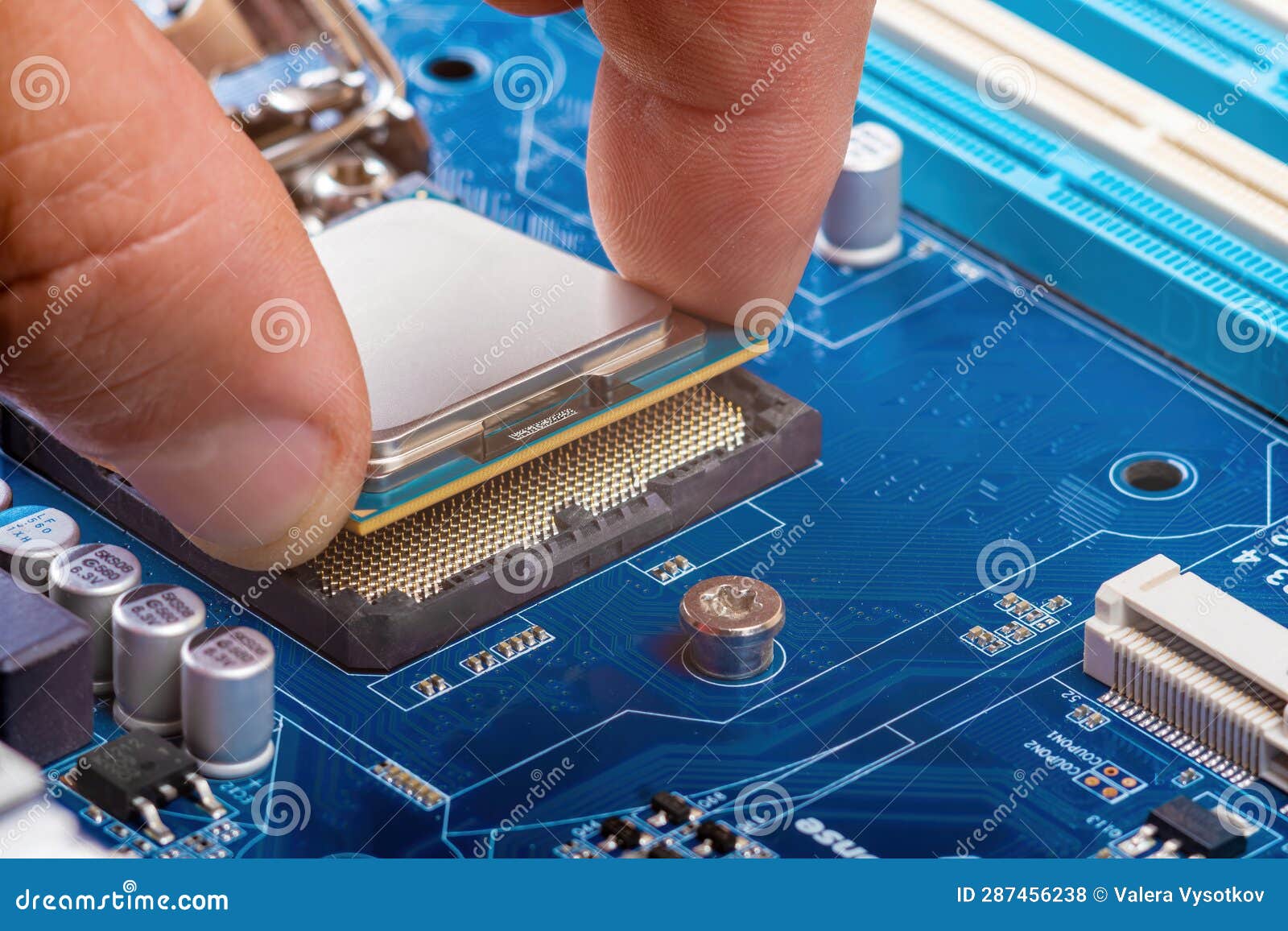 The Master Inserts the Processor into the Socket Stock Photo - Image of ...