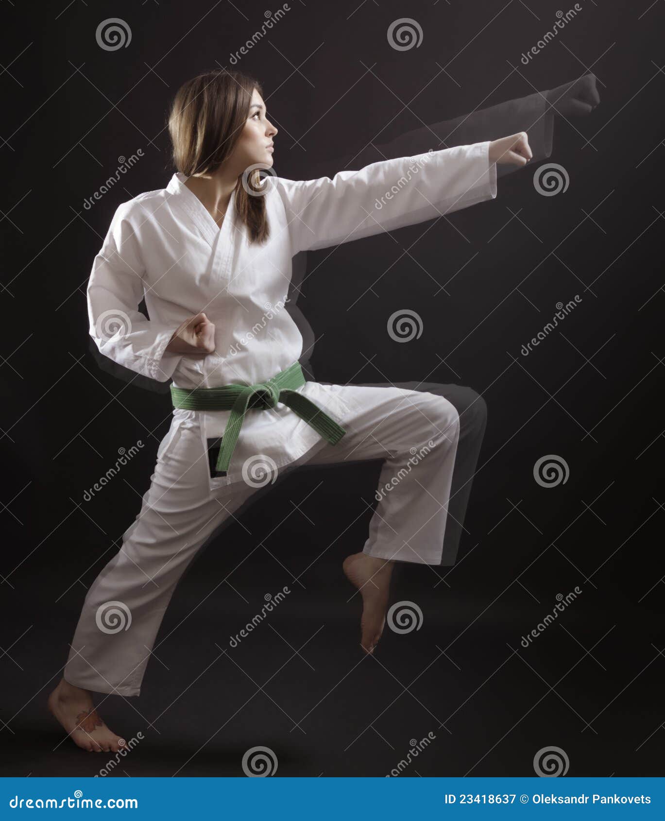 Master of Karate Performs a Straight Punch. Stock Image - Image of ...