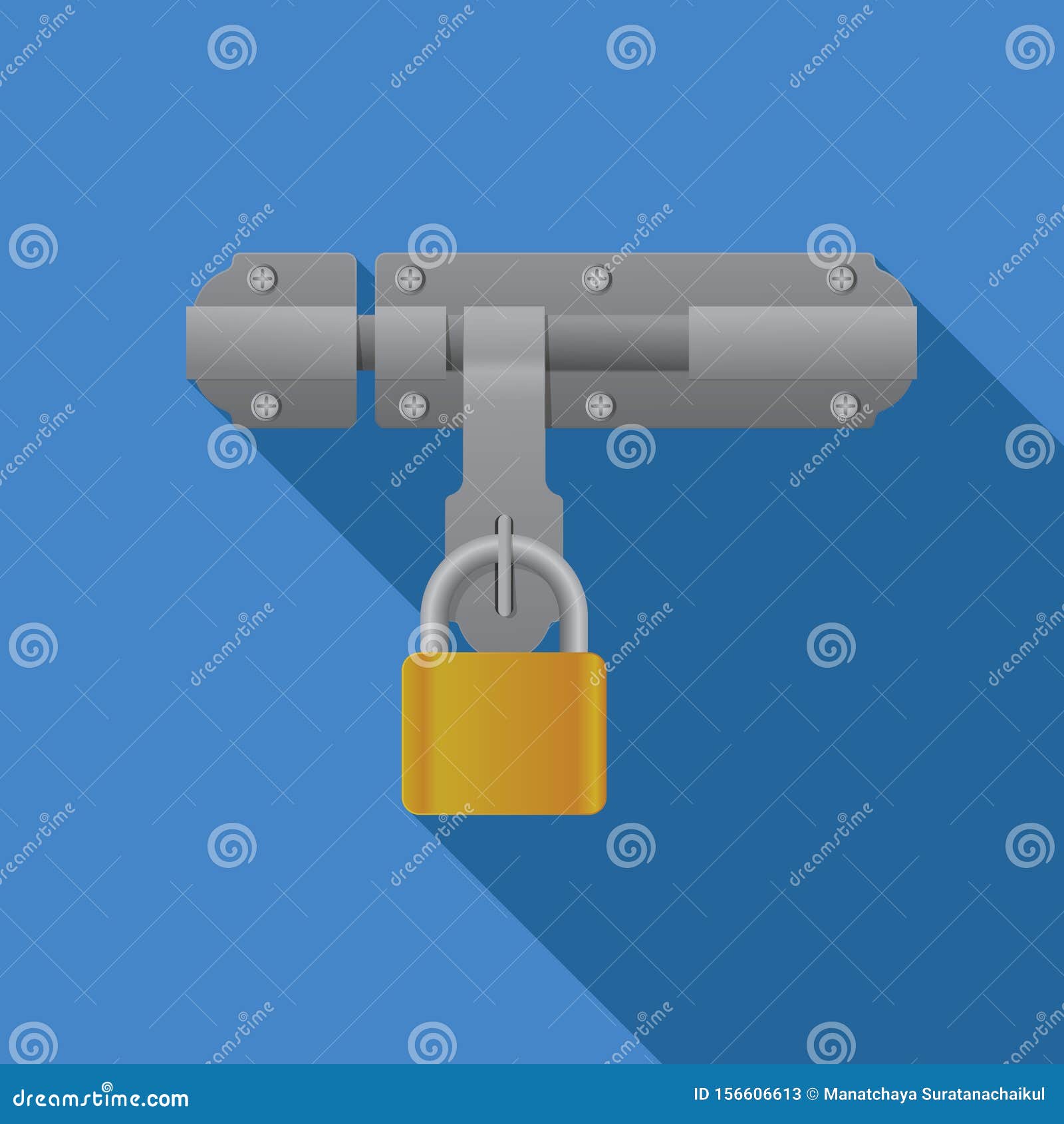 Master key on hasp lock stock vector. Illustration of guard - 156606613