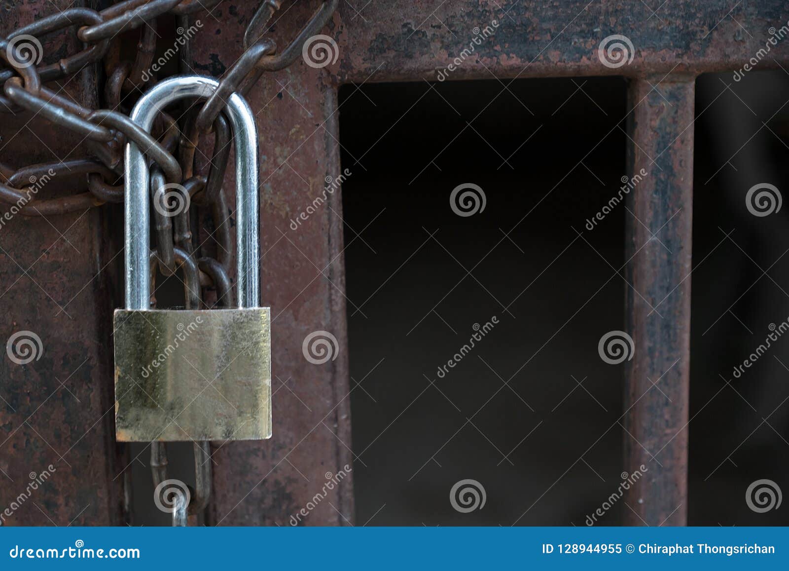 Master Key Lock with Chain on Steel Gate Stock Image - Image of house ...
