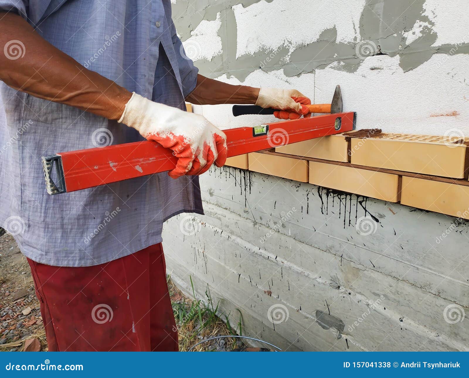 The Master after Laying the Level To the Brick, Looks at the Level ...