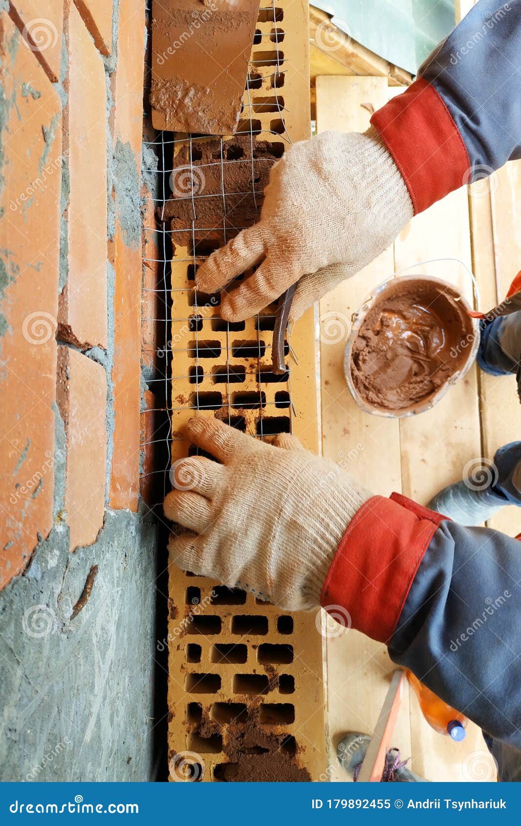 The Master Lays Masonry Silicate Brick, the Walls and Facade of the ...