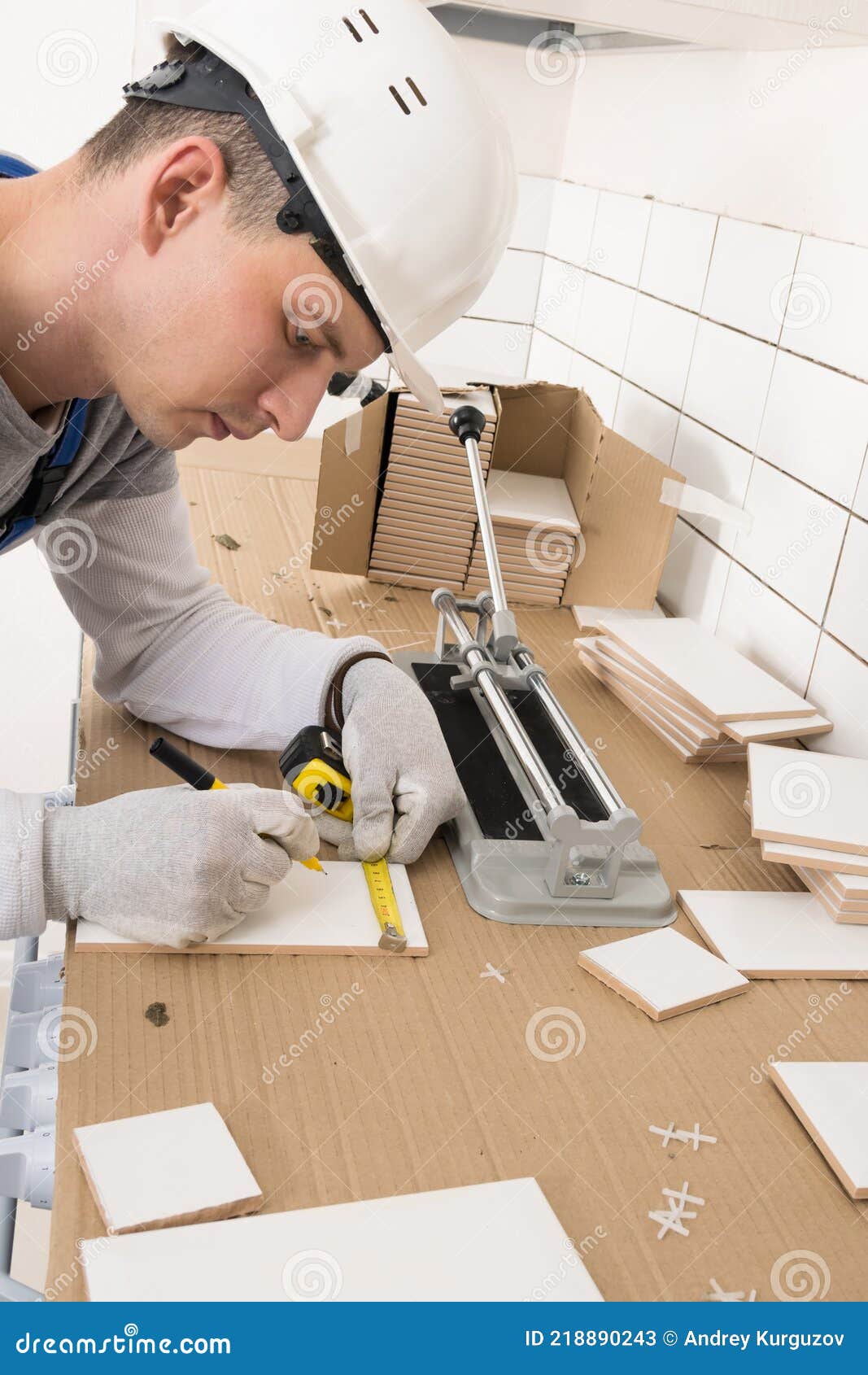 . Finishing Work - The Master Aligns The Wall With A Sander, It Has ...