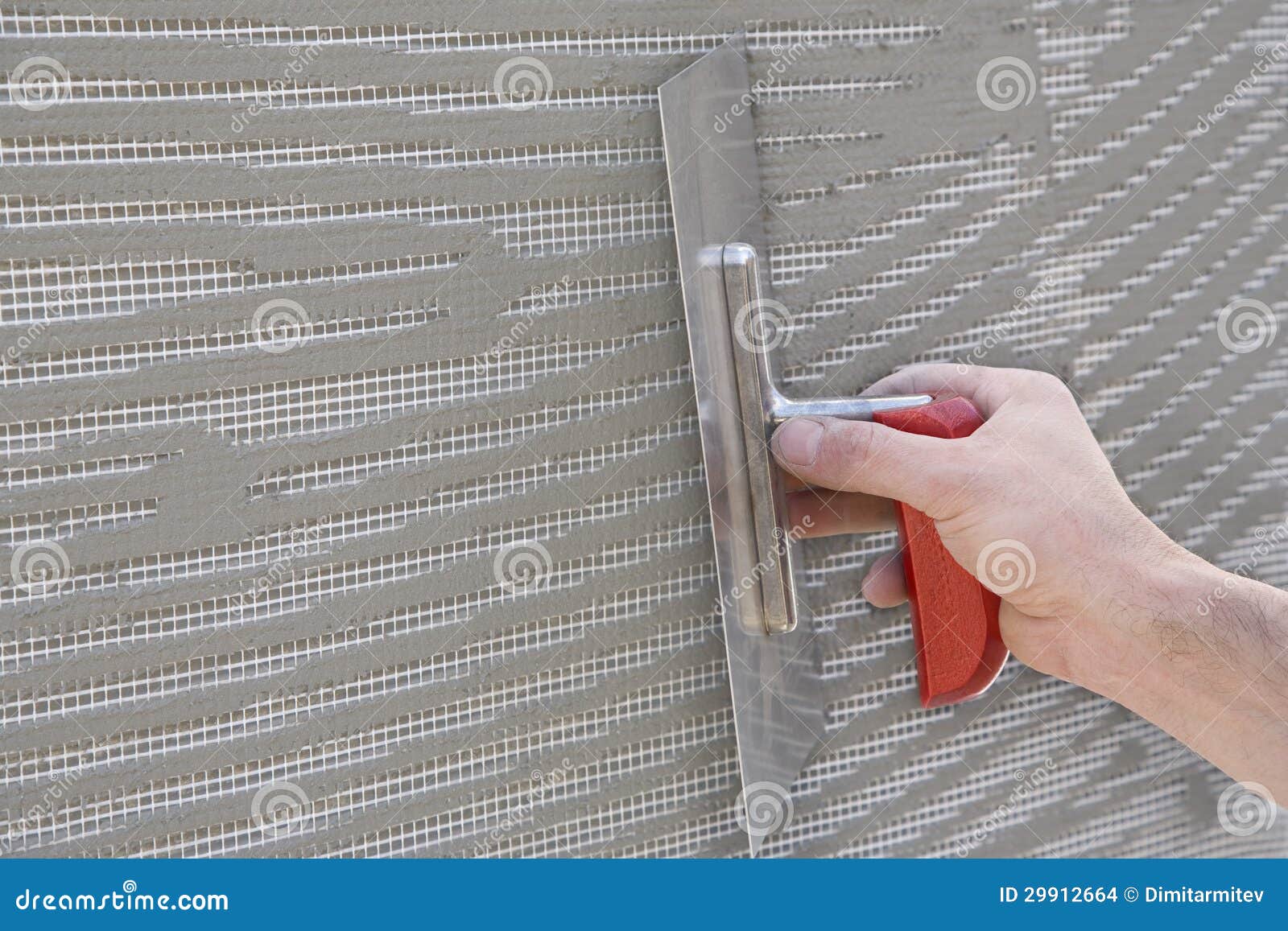 Master Makes Plaster on a Wall Stock Photo - Image of mesh, facade ...