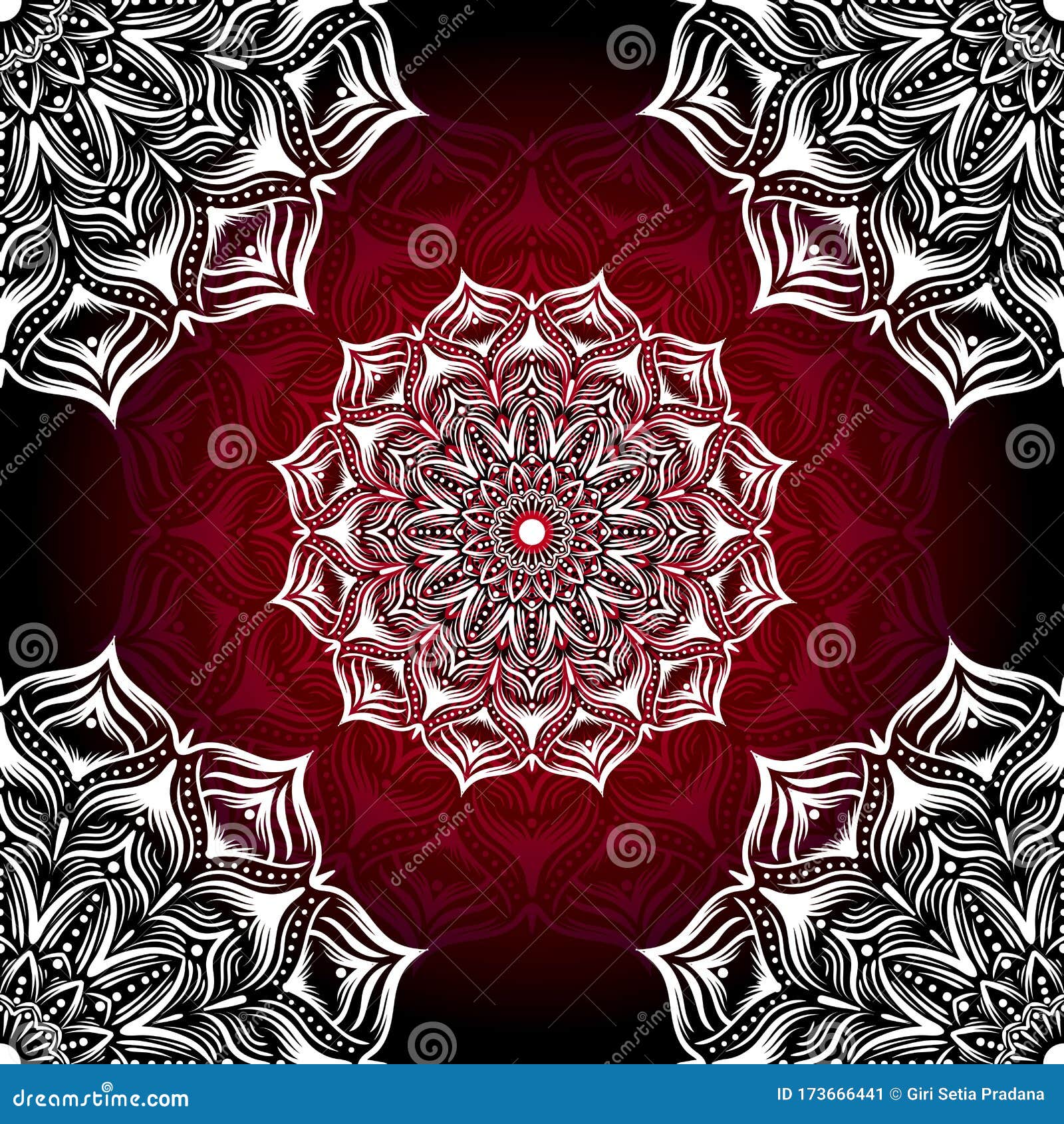Seamless Red/white Mandala Hand Drawn Stock Vector Design. Stock Vector ...
