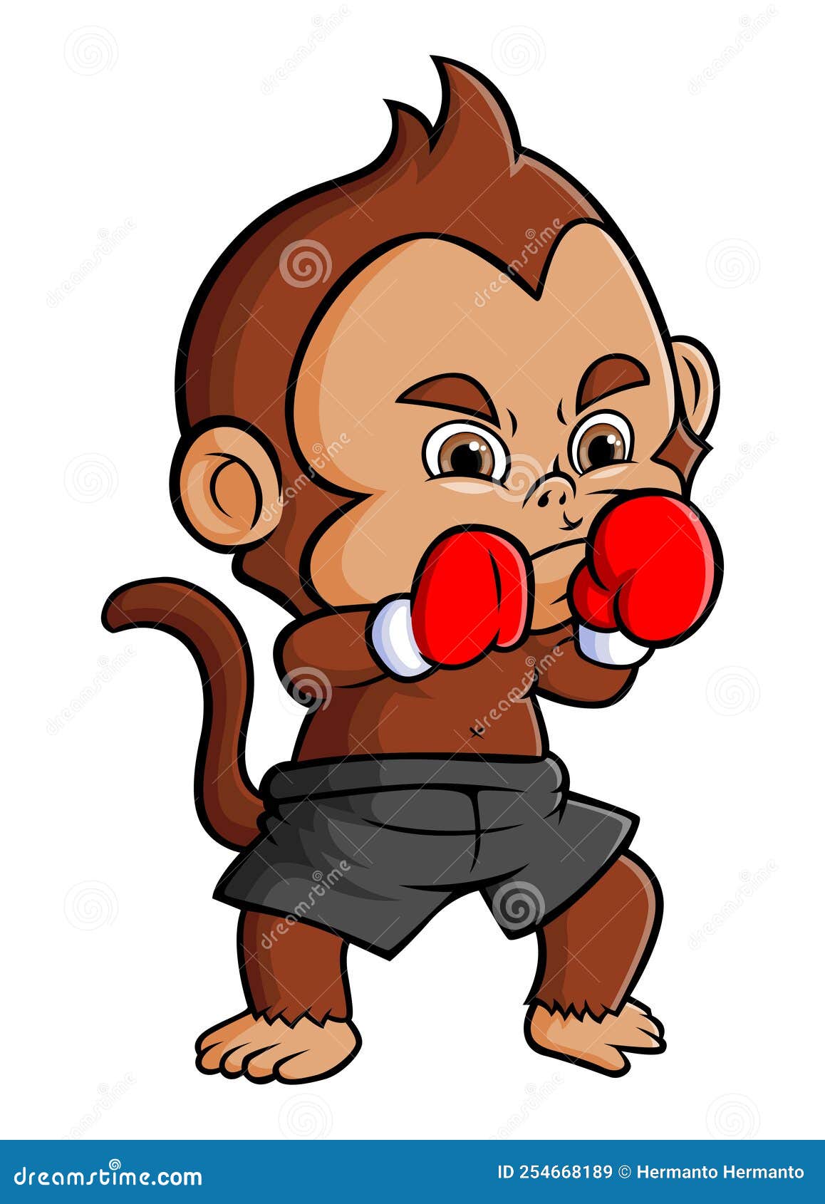 The Master Monkey is Doing the Boxing with the Good Gloves Stock Vector ...
