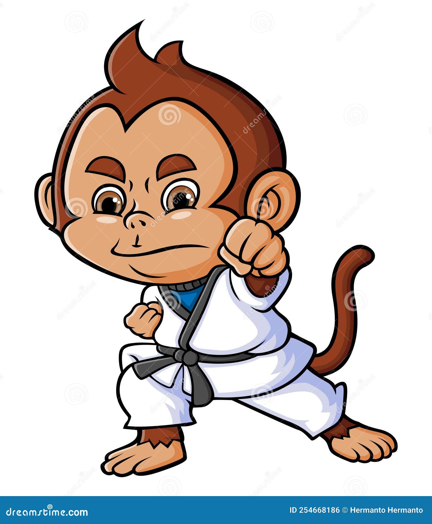 The Master Monkey is Doing the Karate with the Super Power Stock Vector ...