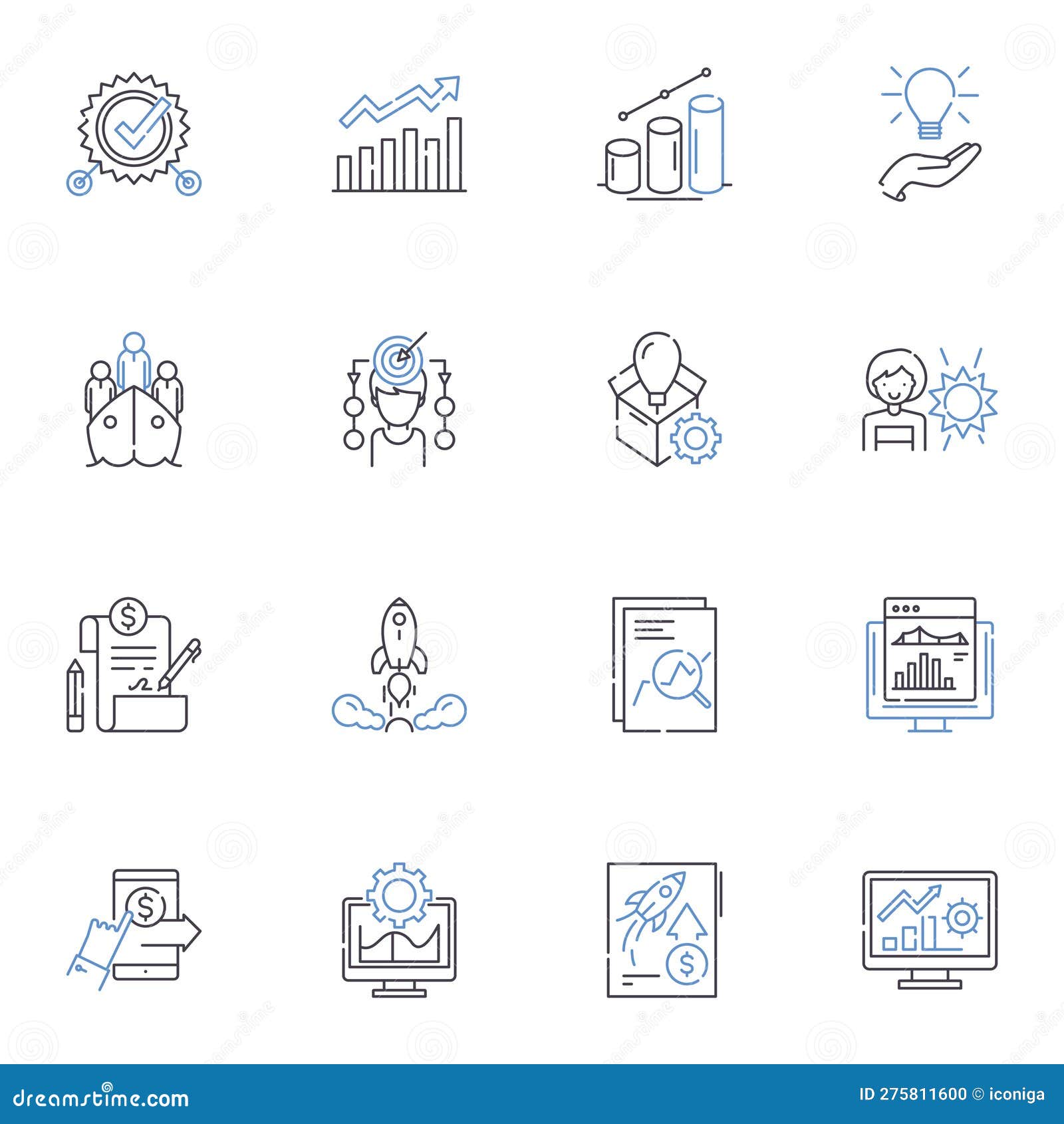 Master Plan Line Icons Collection. Strategy, Blueprint, Vision ...