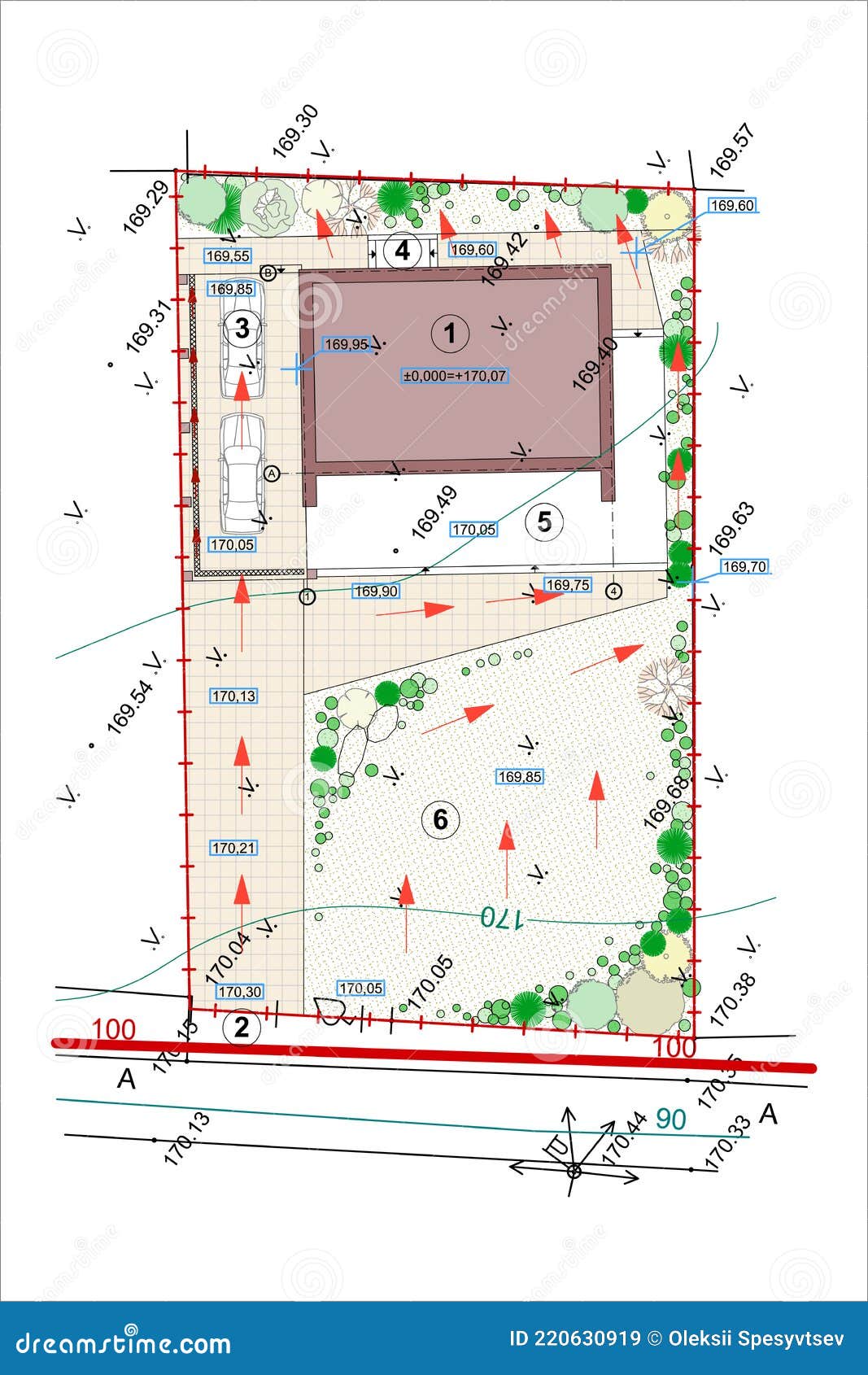 Master Plan of a Private House and Its Adjacent Territory. Vector Stock ...