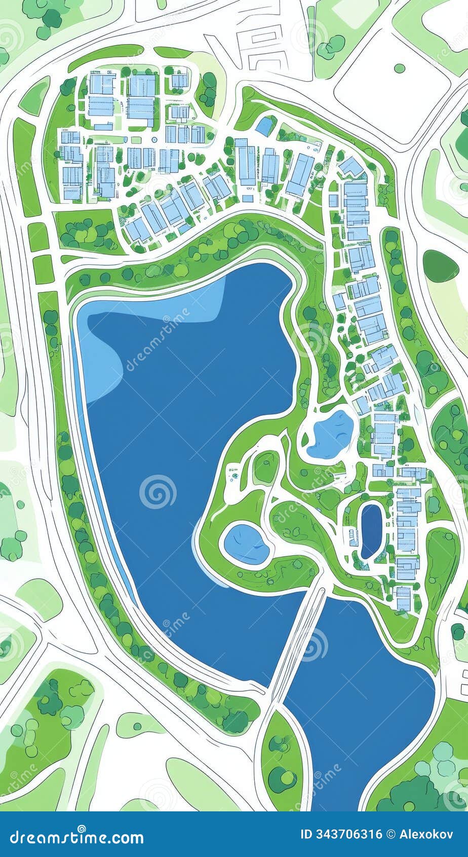 Master Plan of a Residential Development with a Lake for Urban Planning ...