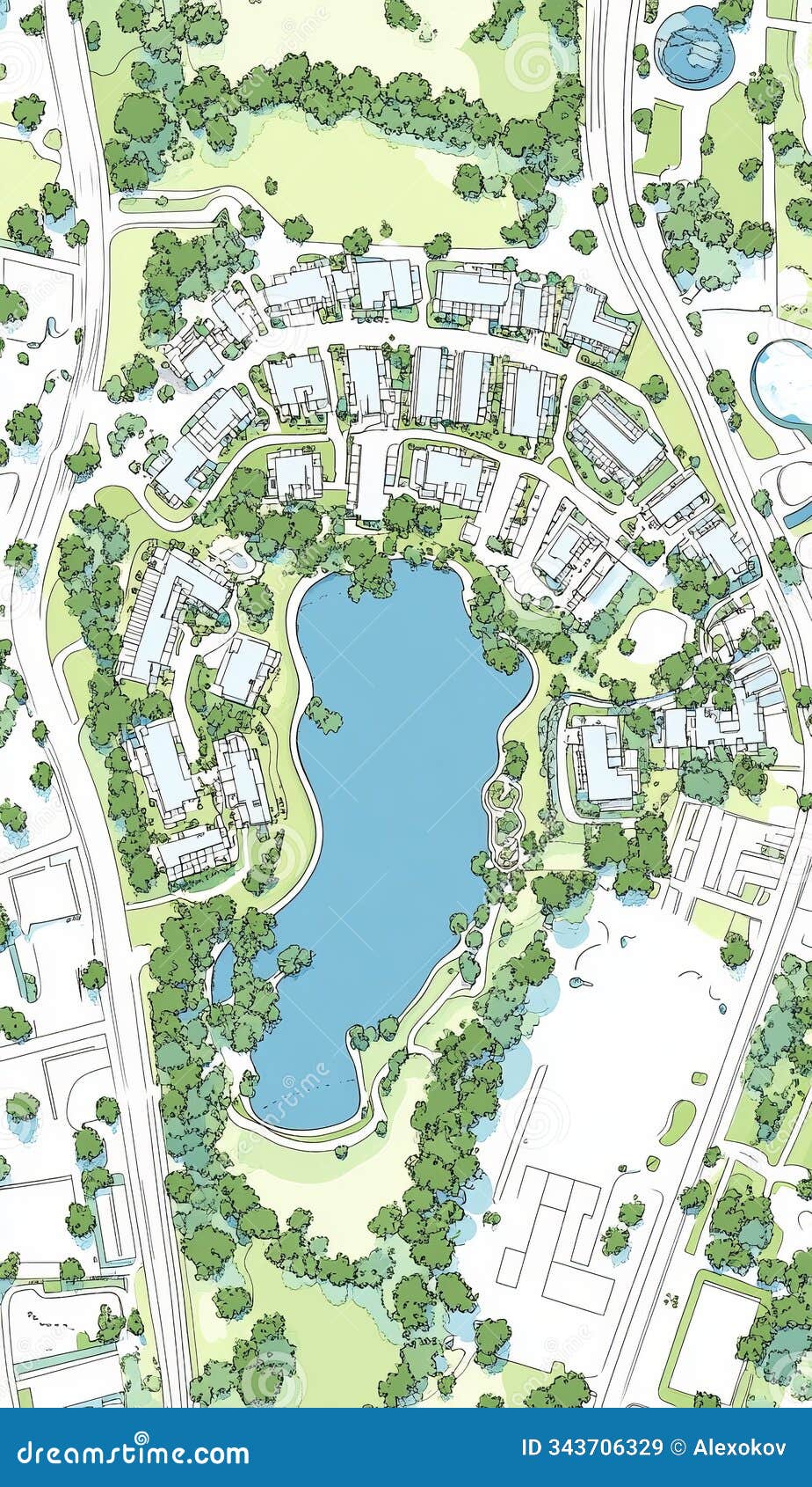 Master Plan of a Residential Development with a Lake for Urban Planning ...