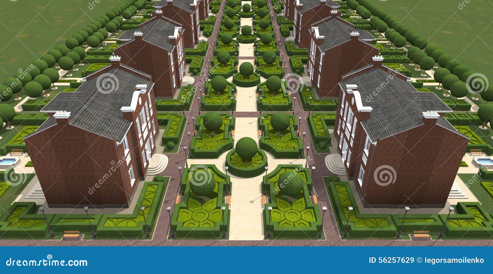 Master plan of the village stock illustration. Illustration of cottage ...