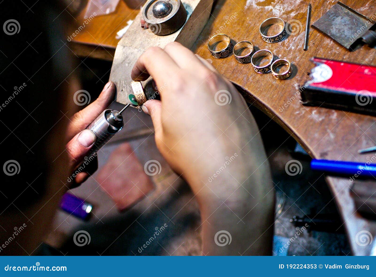 Master Polish Ring at Jewelry Workshop Stock Image - Image of annealing ...