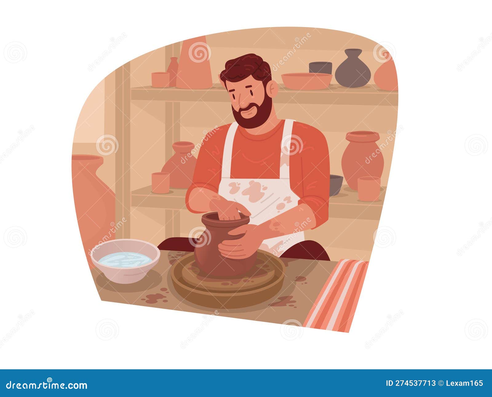 Master Potter Creating A Ceramic Jug From Clay. Craftsman Artisan Makes ...