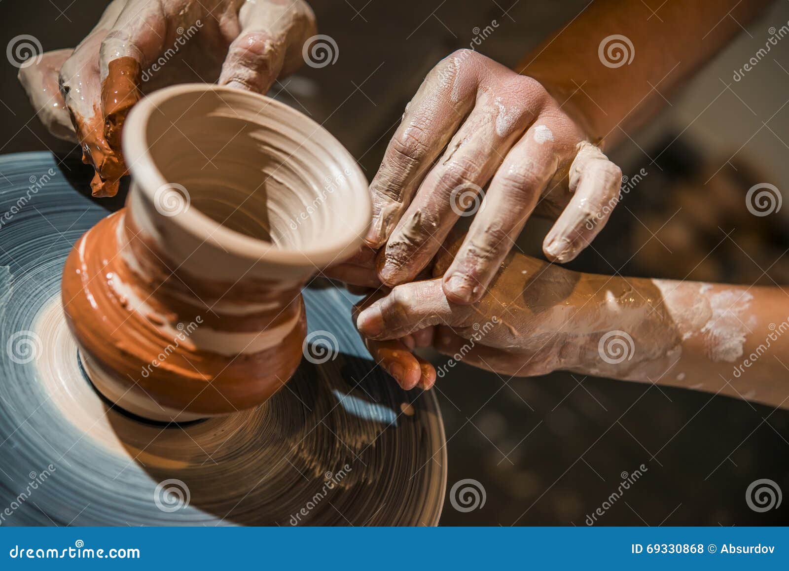 Master Potter Teaches the Child How To Make a Jug Stock Photo - Image ...