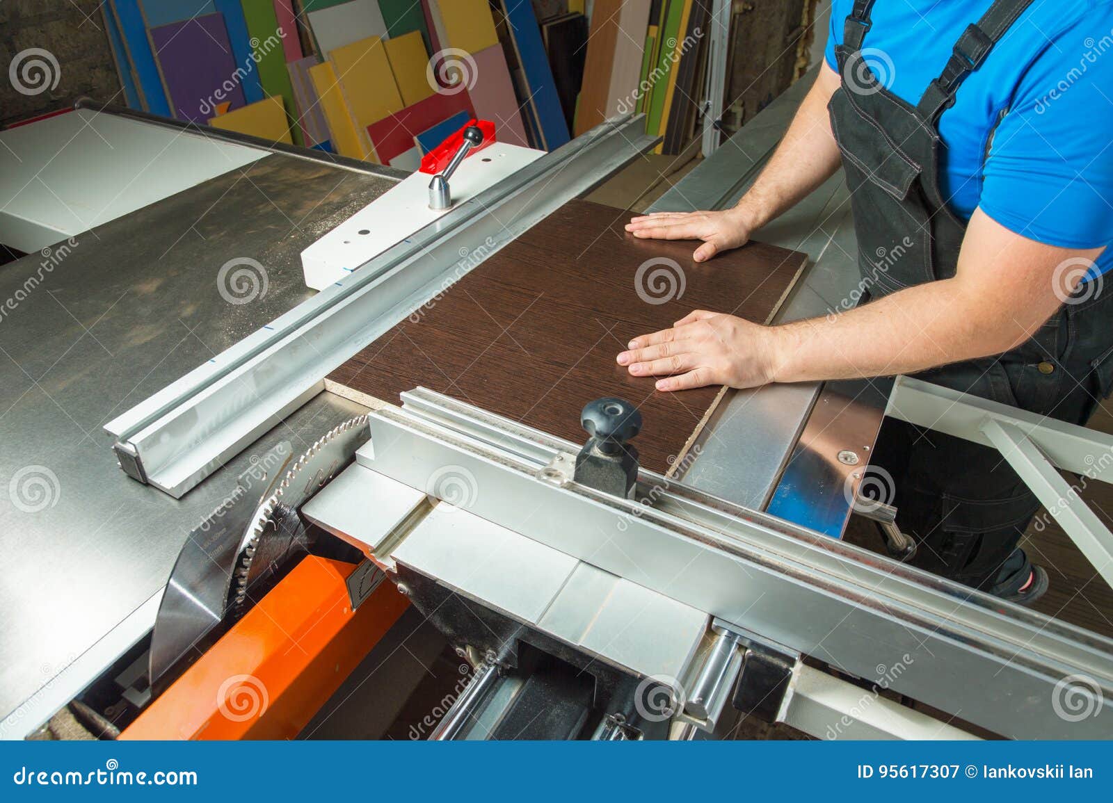 The Master Prepares the Workpiece for Cutting on a Circular Machine ...
