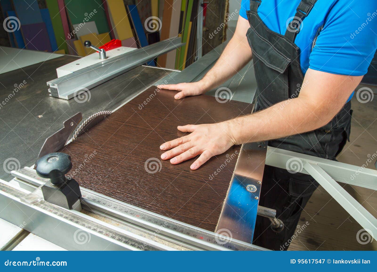 The Master Prepares the Workpiece for Cutting on a Circular Machine ...
