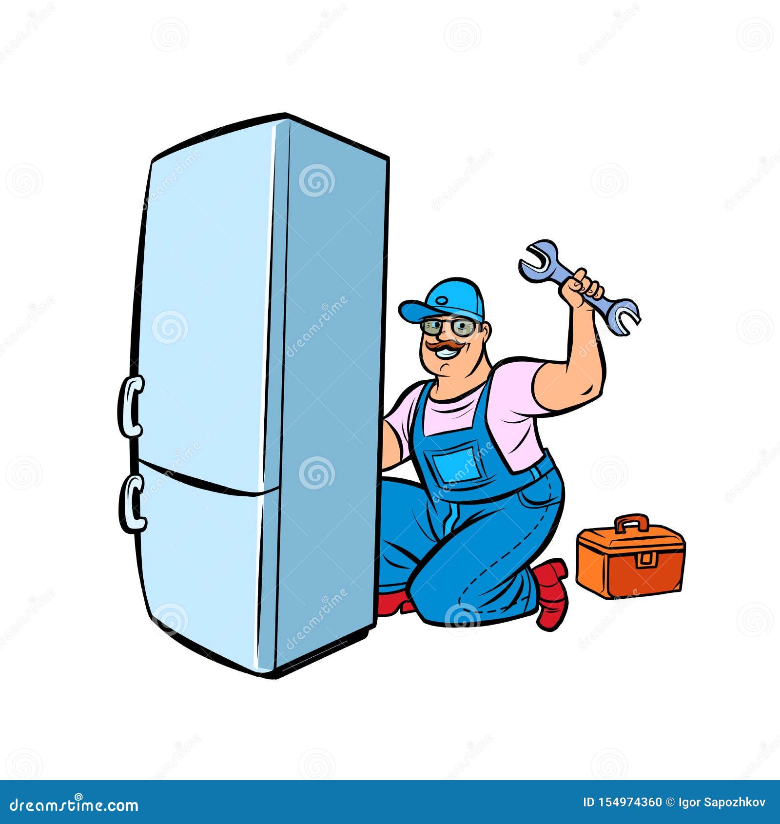 Master refrigerator repair stock vector. Illustration of handyman ...
