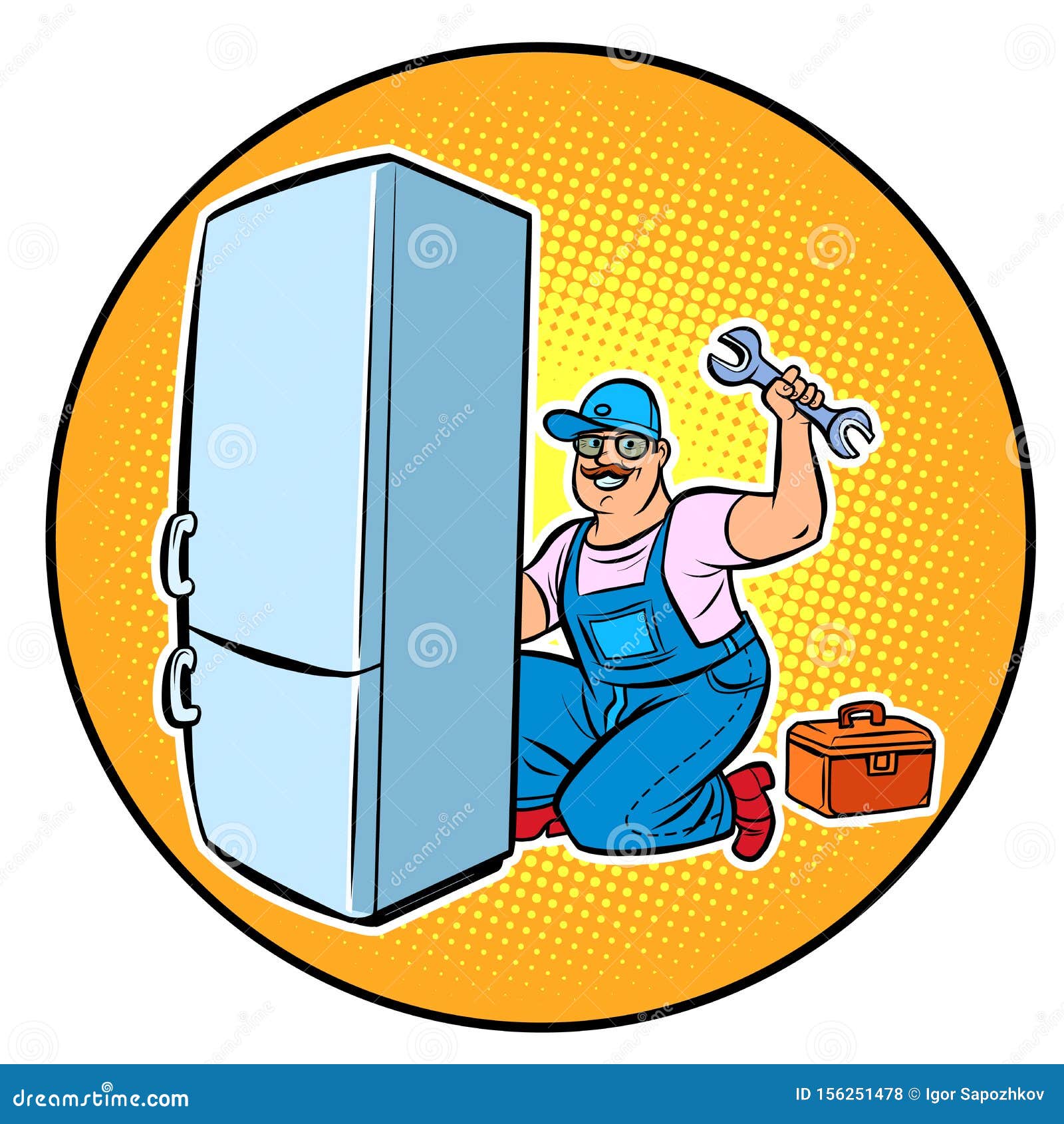Master refrigerator repair stock vector. Illustration of machine ...