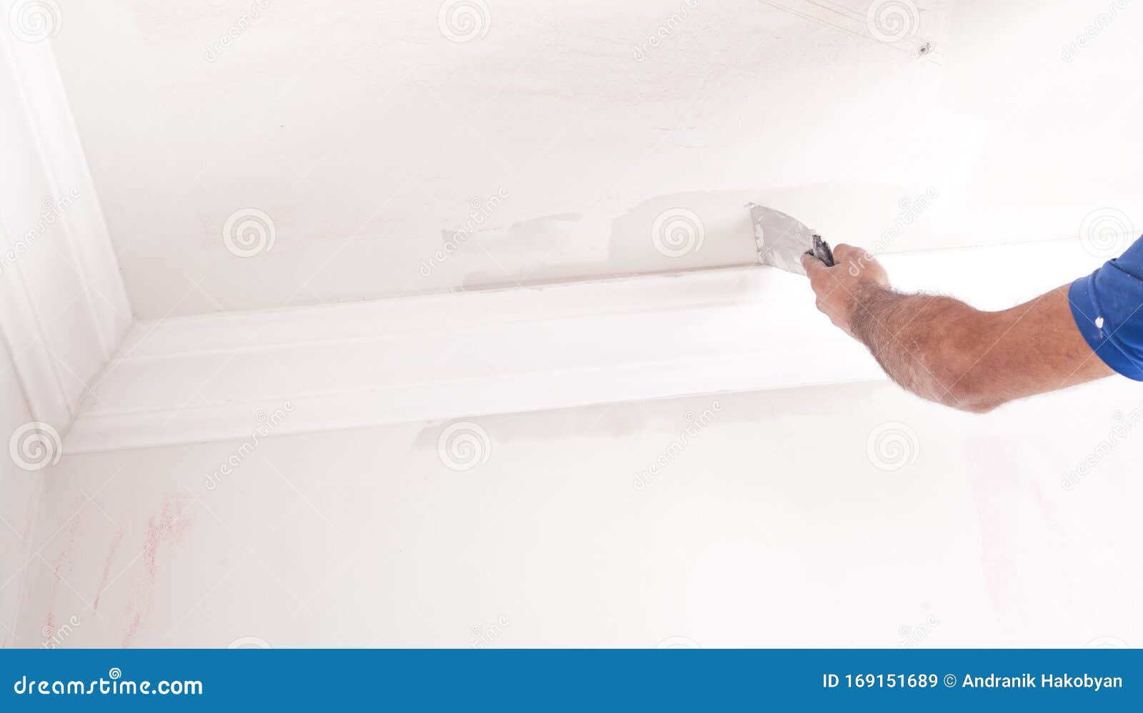 Master Renovating the Ceiling. Renovation Stock Image - Image of male ...