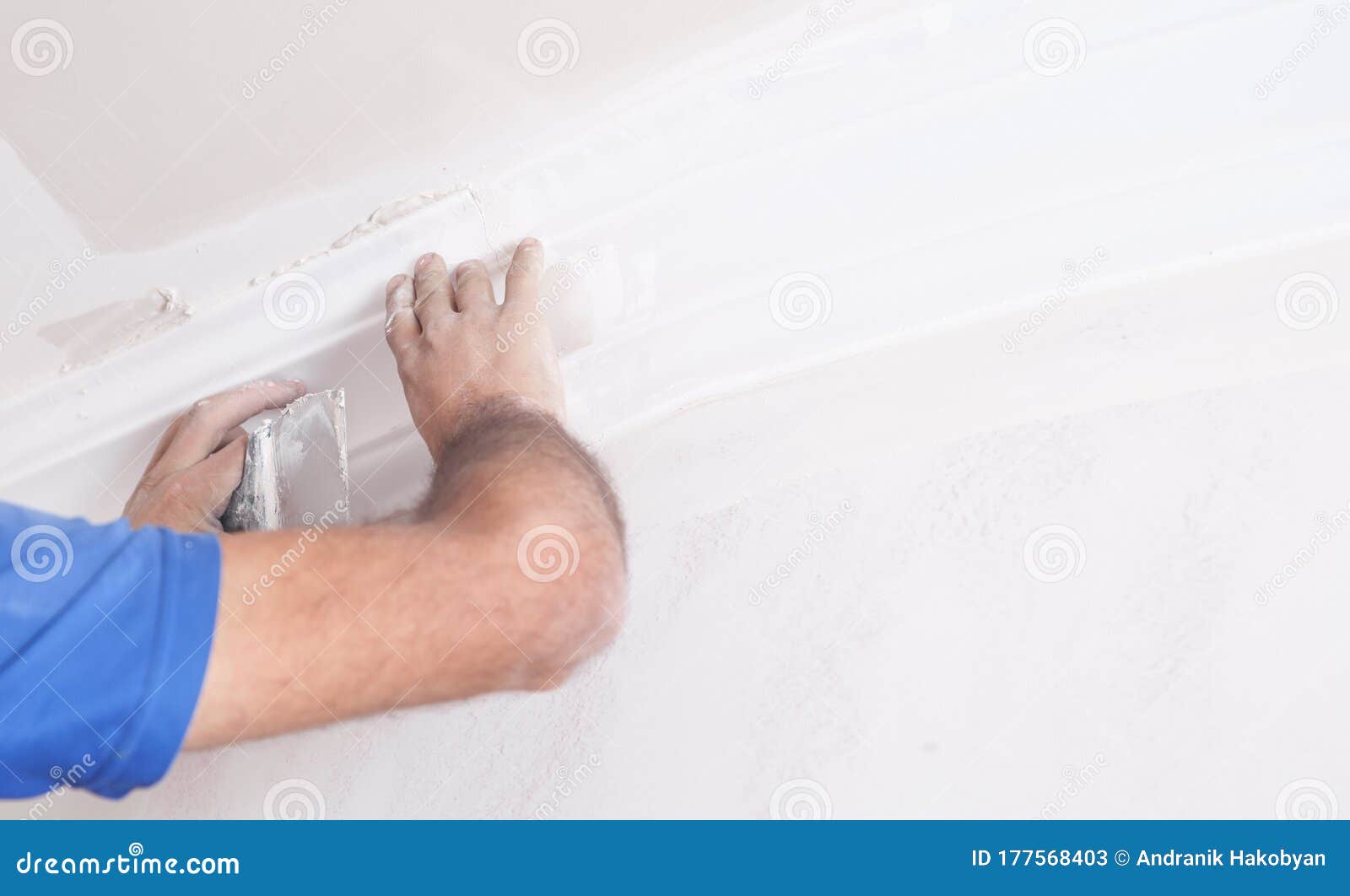 Master Renovating the Ceiling. Renovation Stock Image - Image of repair ...