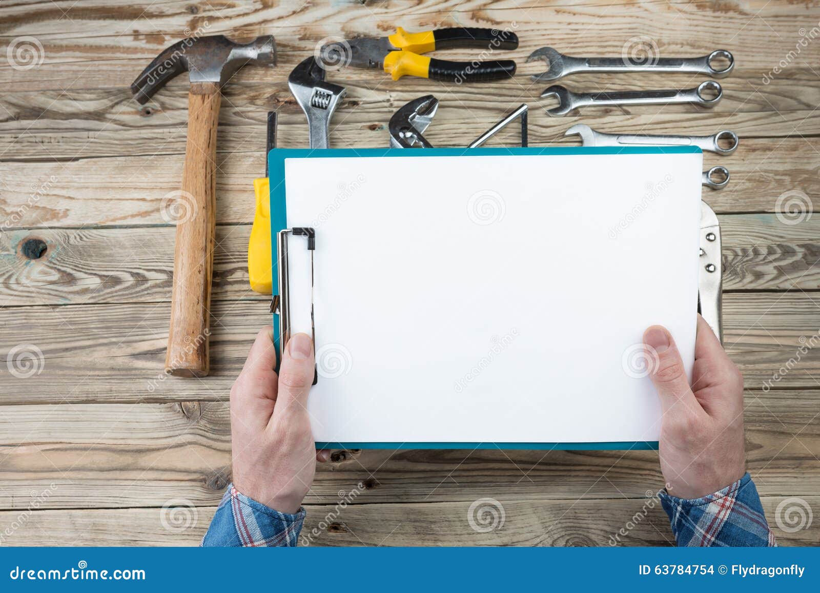 Master Repair Hands Holding Paper Stock Photo - Image of maintenance ...