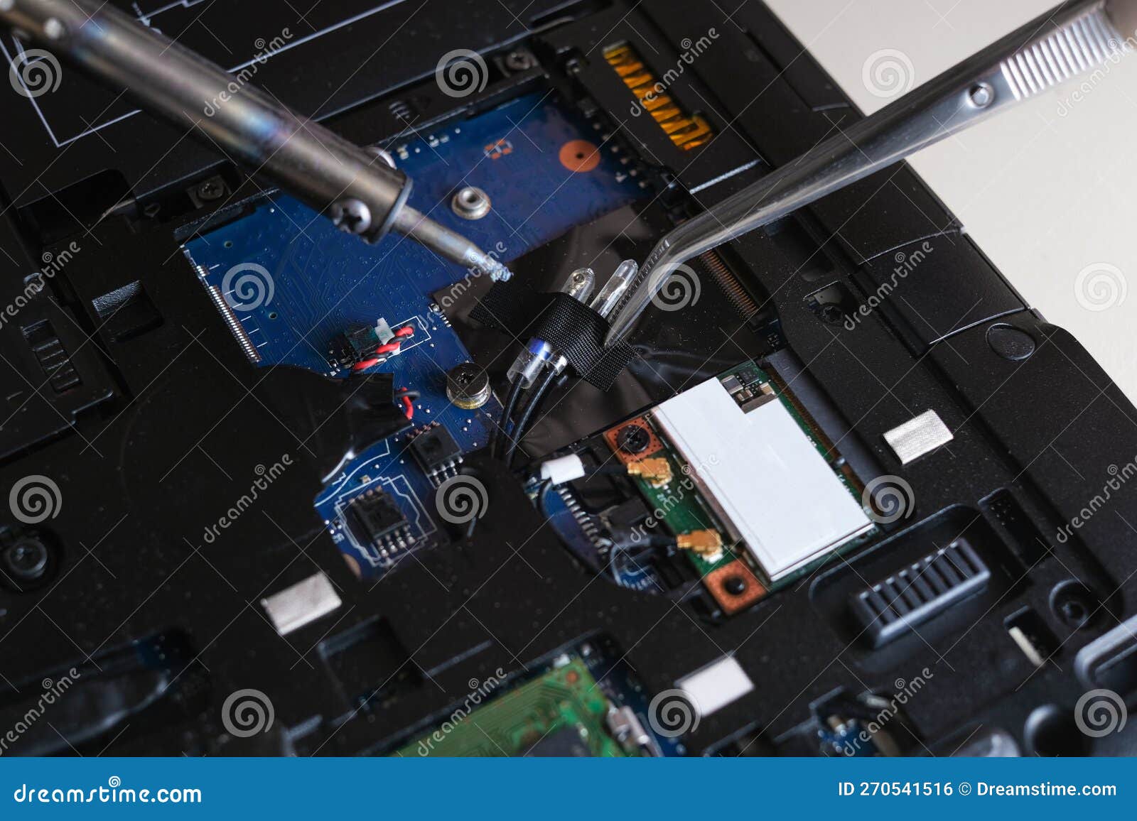 Master Repairs Laptop and System Board Close-up Stock Photo - Image of ...